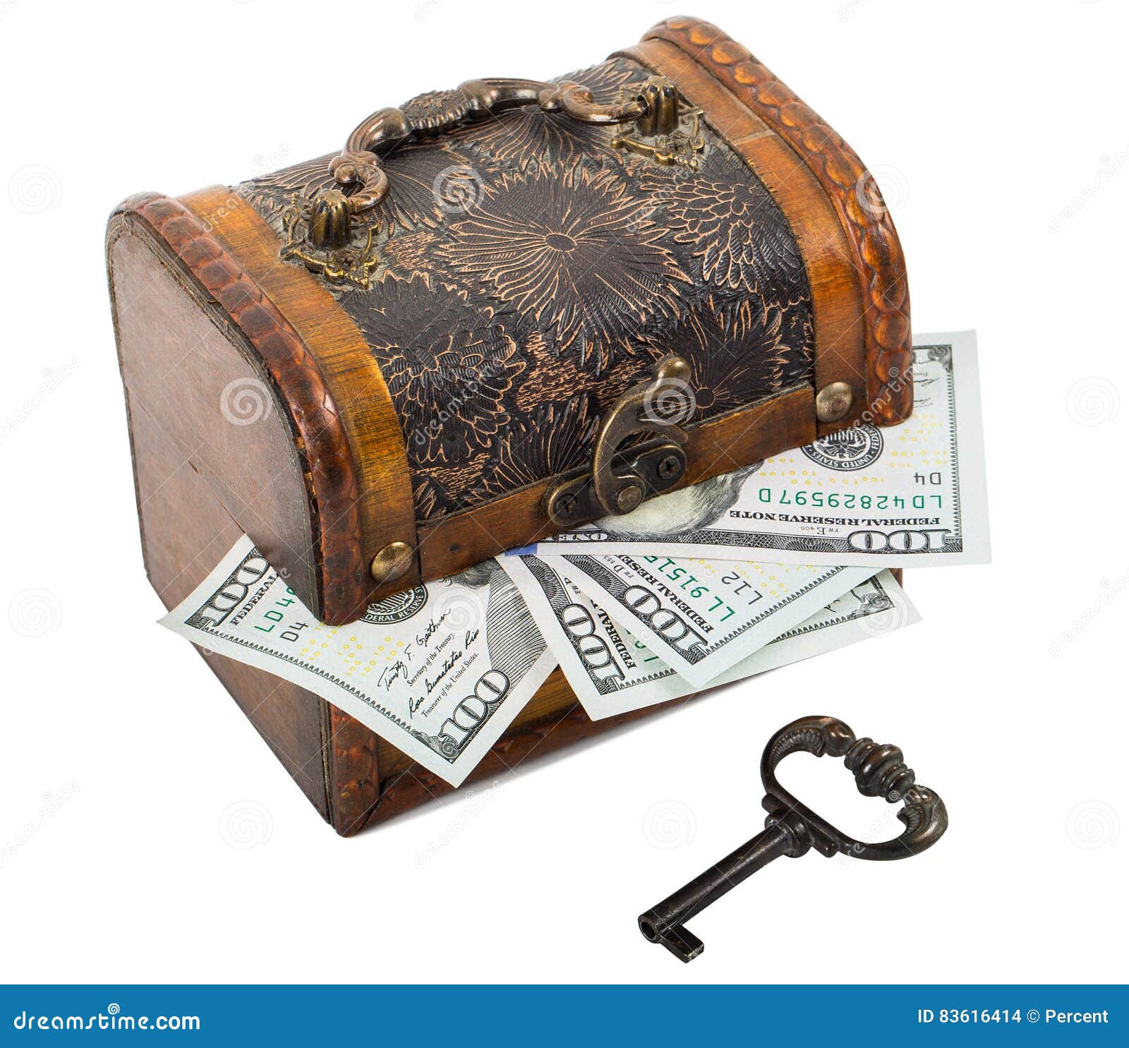 Oude Houten Doos Met Geld En Sleutel Stock Foto - Image of sleutel ...