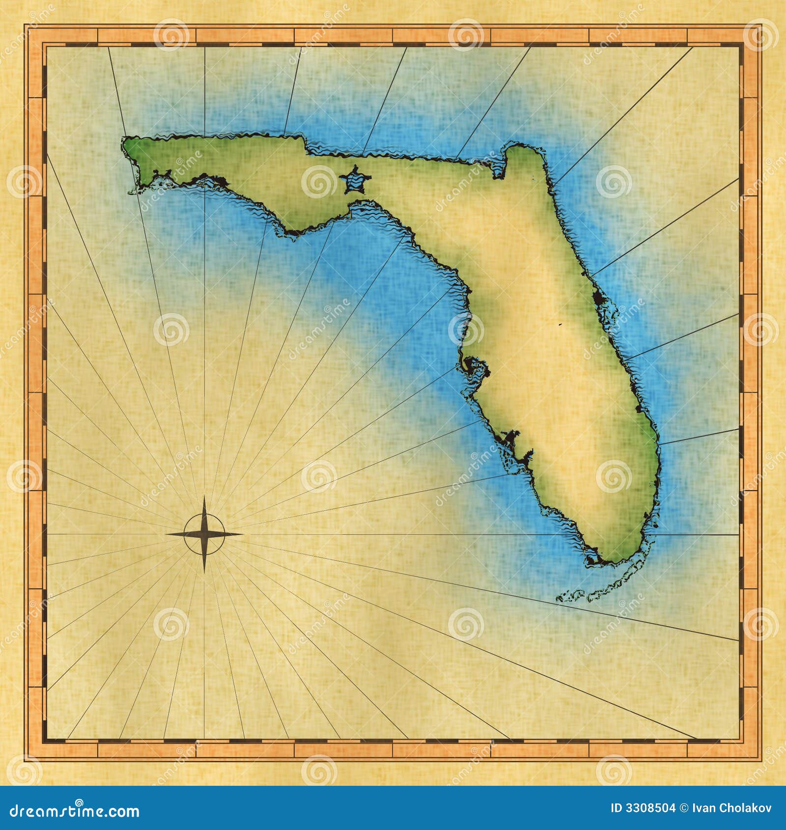 Oude kaart van Florida stock illustratie. Illustration of overzicht ...