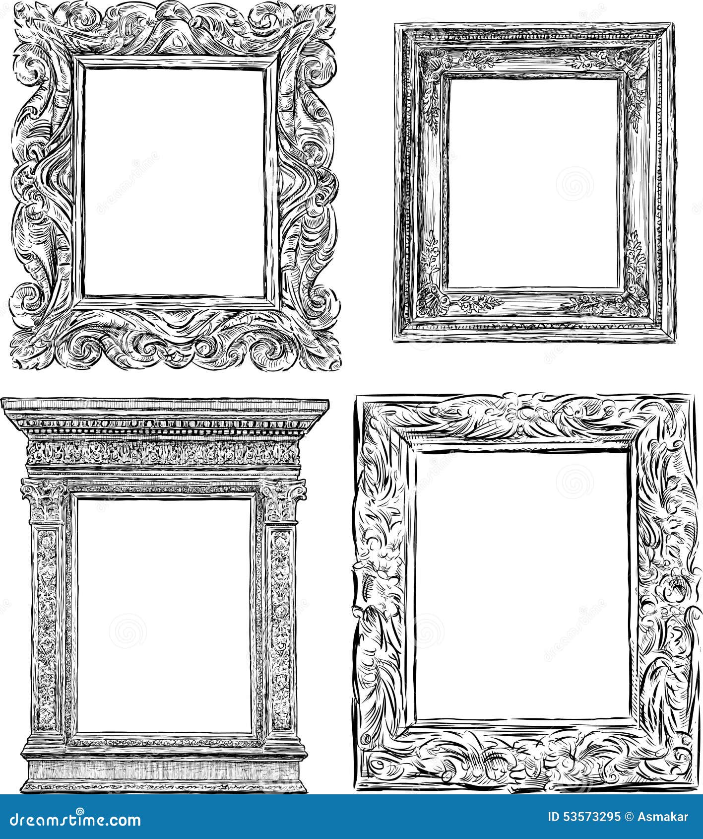 Oude kaders vector illustratie. Illustration of barok - 53573295