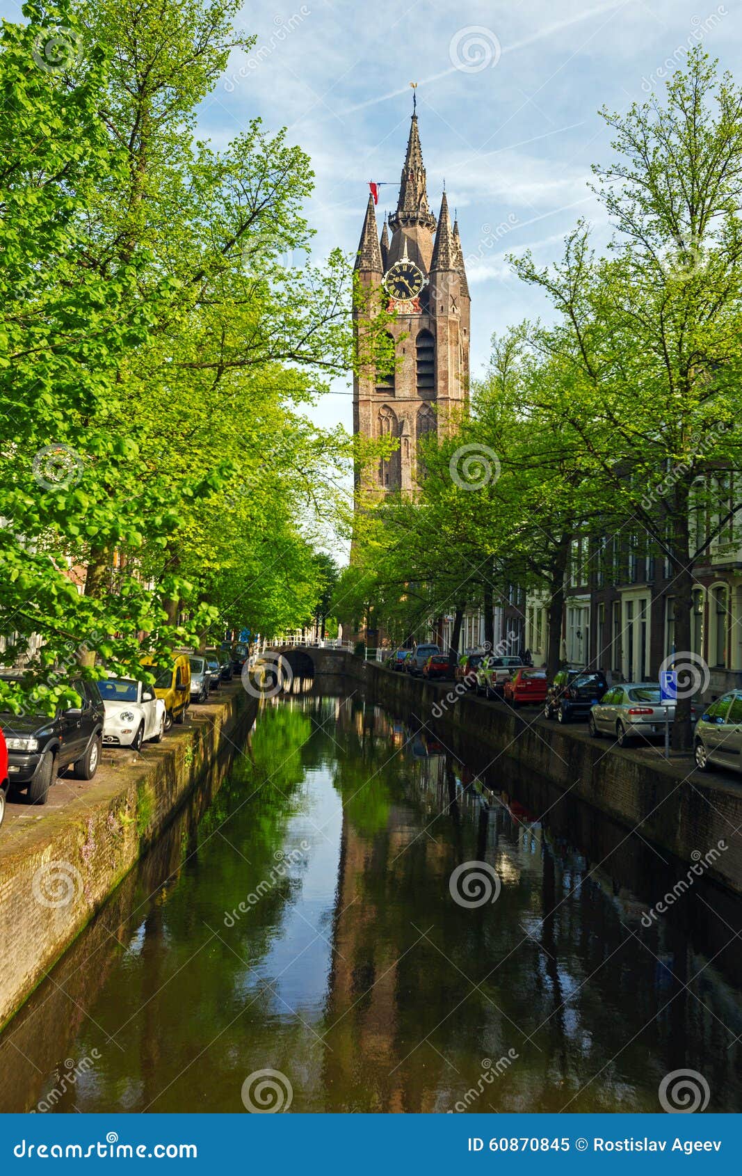Oude Kerk, Old Church of Delft and Canal Stock Image - Image of delft ...