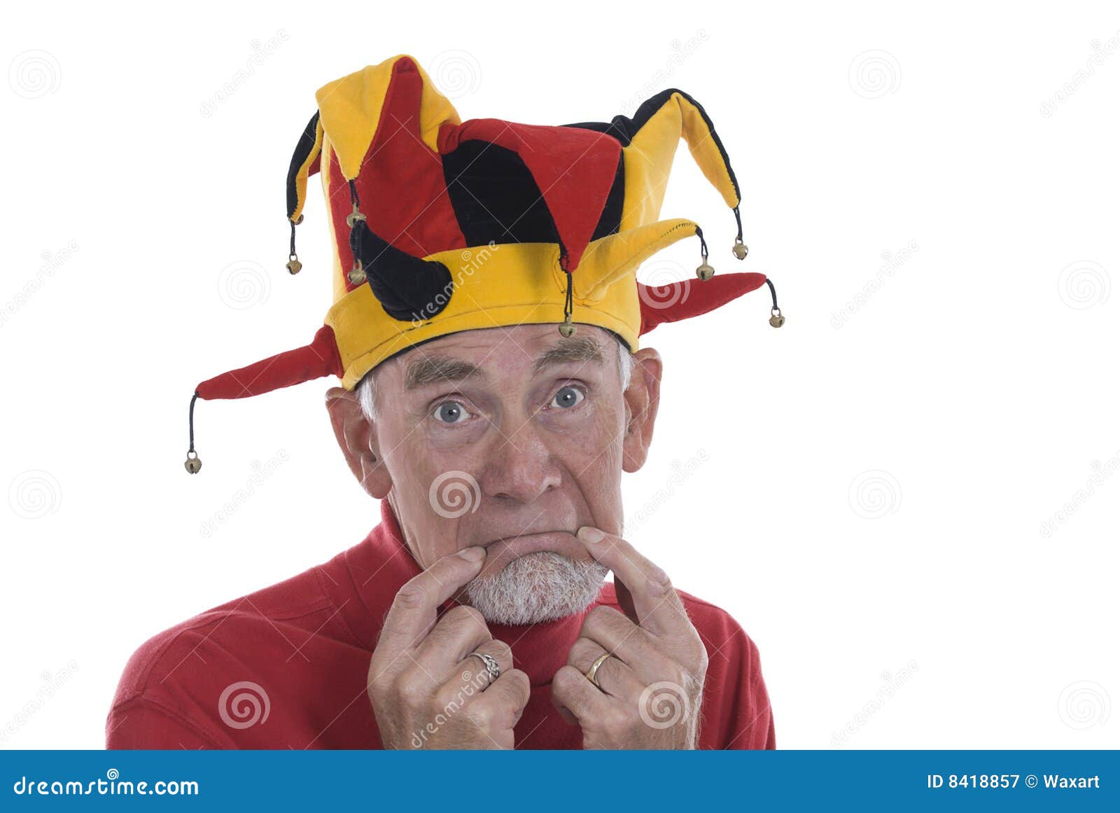 Oude Mens Als Clown in De Hoed Van De Nar Stock Afbeelding - Image of ...