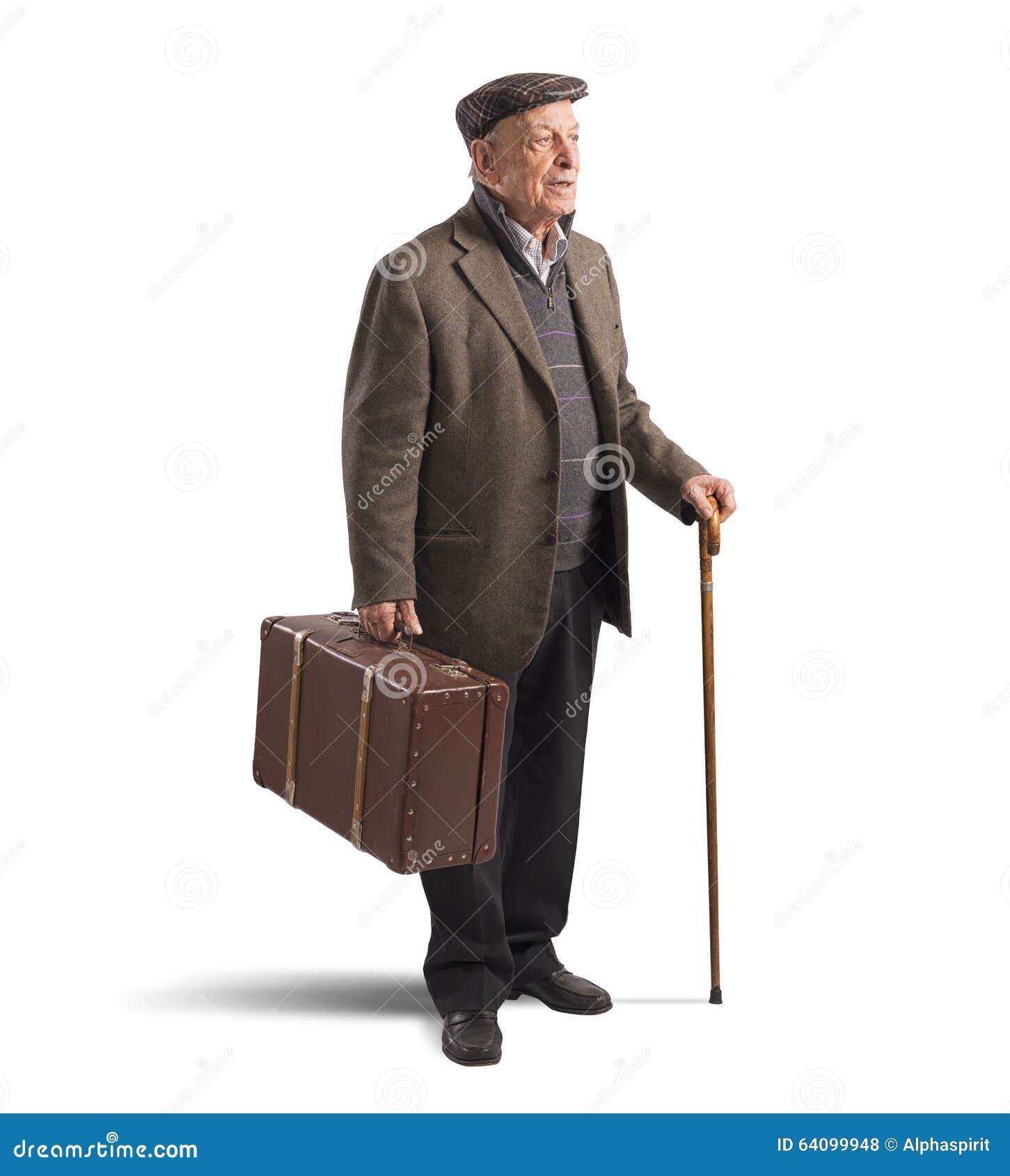 Oude mens met koffer stock foto. Image of mens, volwassen - 64099948