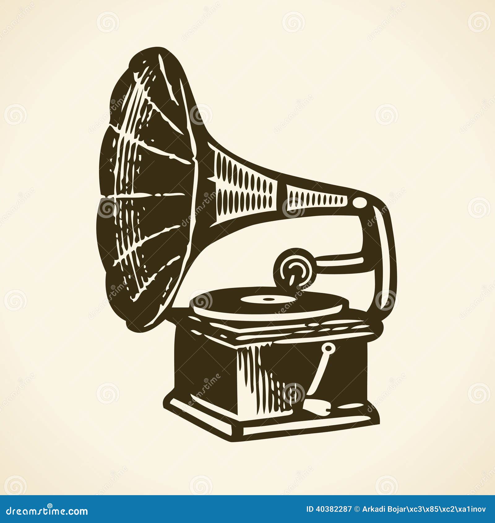 Oude retro grammofoon vector illustratie. Illustration of geluid - 40382287