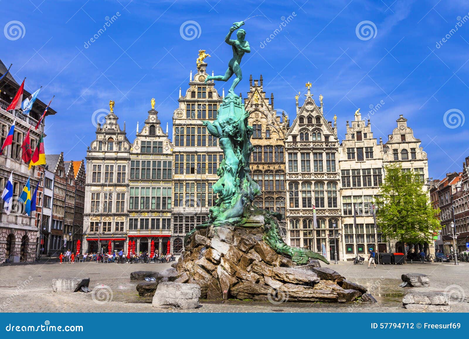 Oude Stad Van Antwerpen België Stock Foto - Image of kleur ...