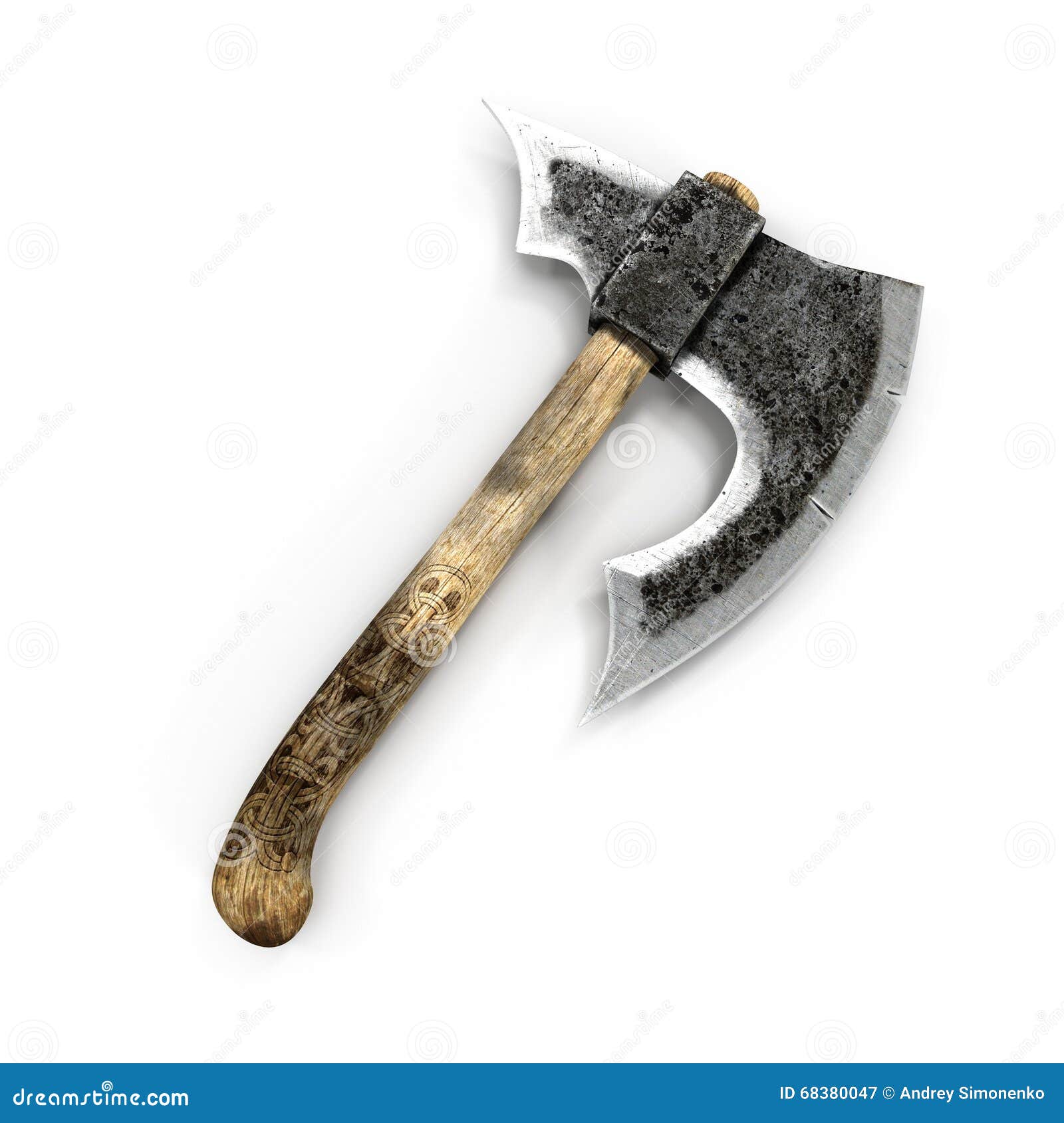 Oude strijdbijl op wit stock afbeelding. Image of retro - 68380047