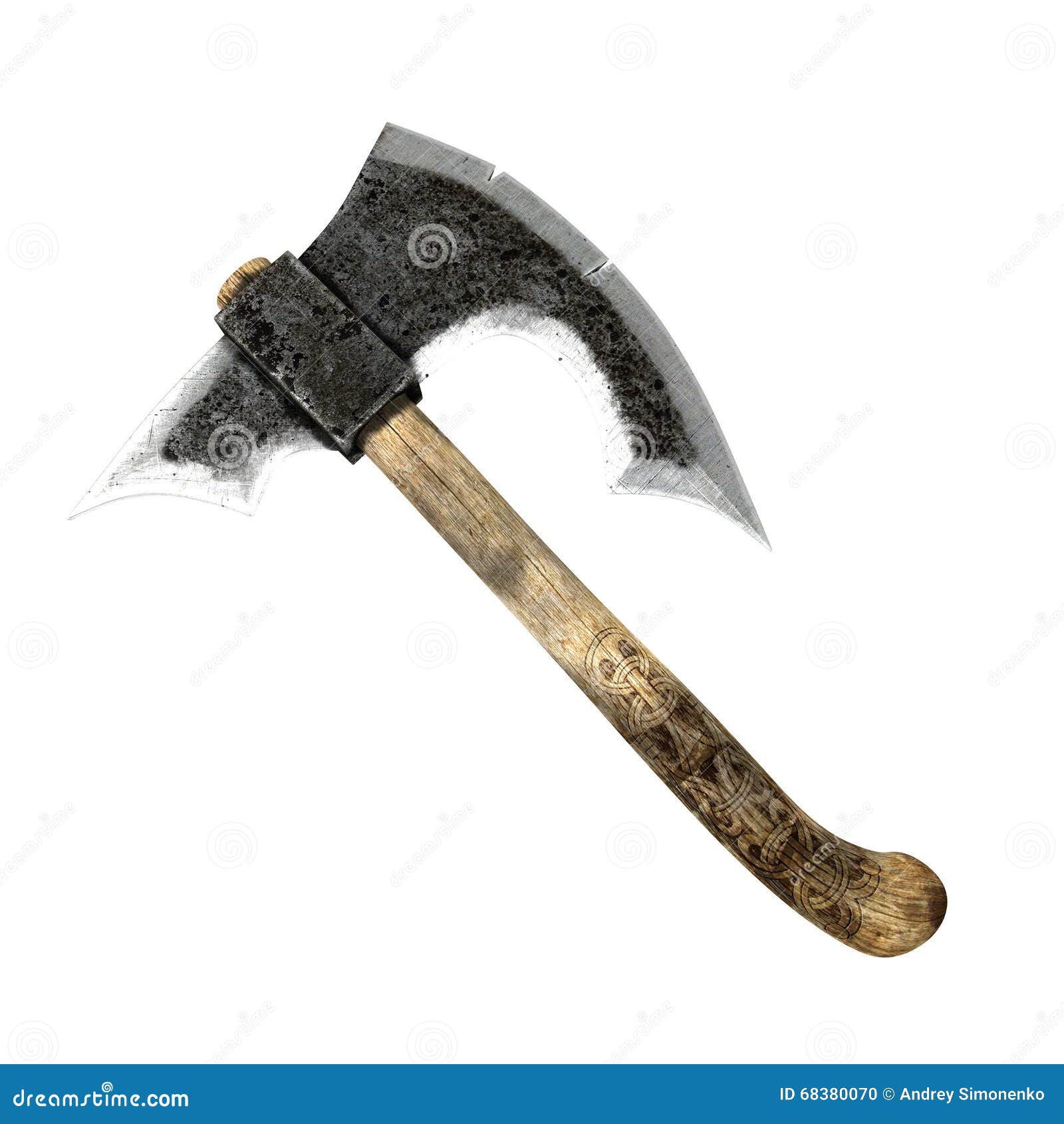 Oude strijdbijl op wit stock foto. Image of geïsoleerd - 68380070