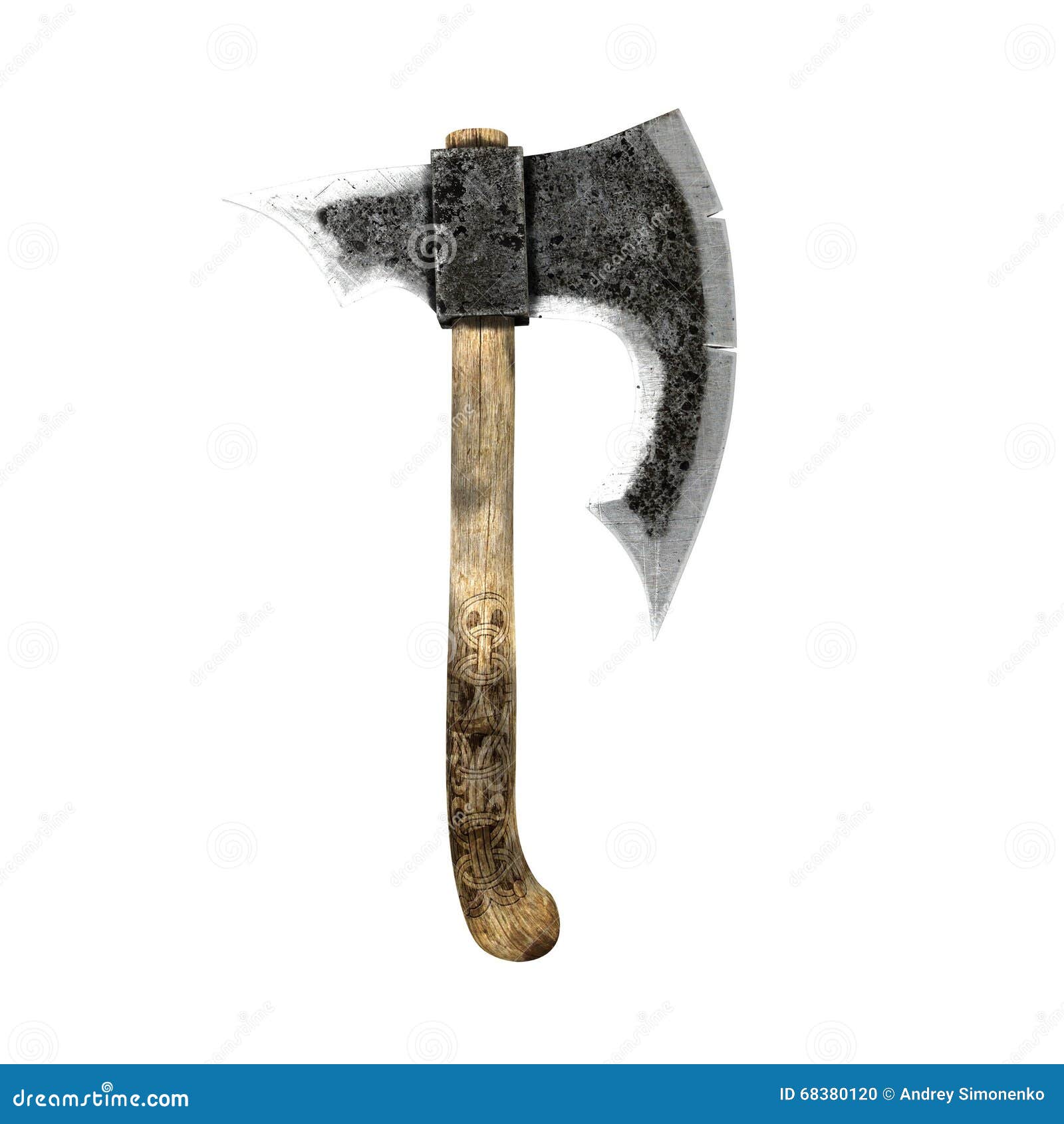 Oude strijdbijl op wit stock foto. Image of historisch - 68380120