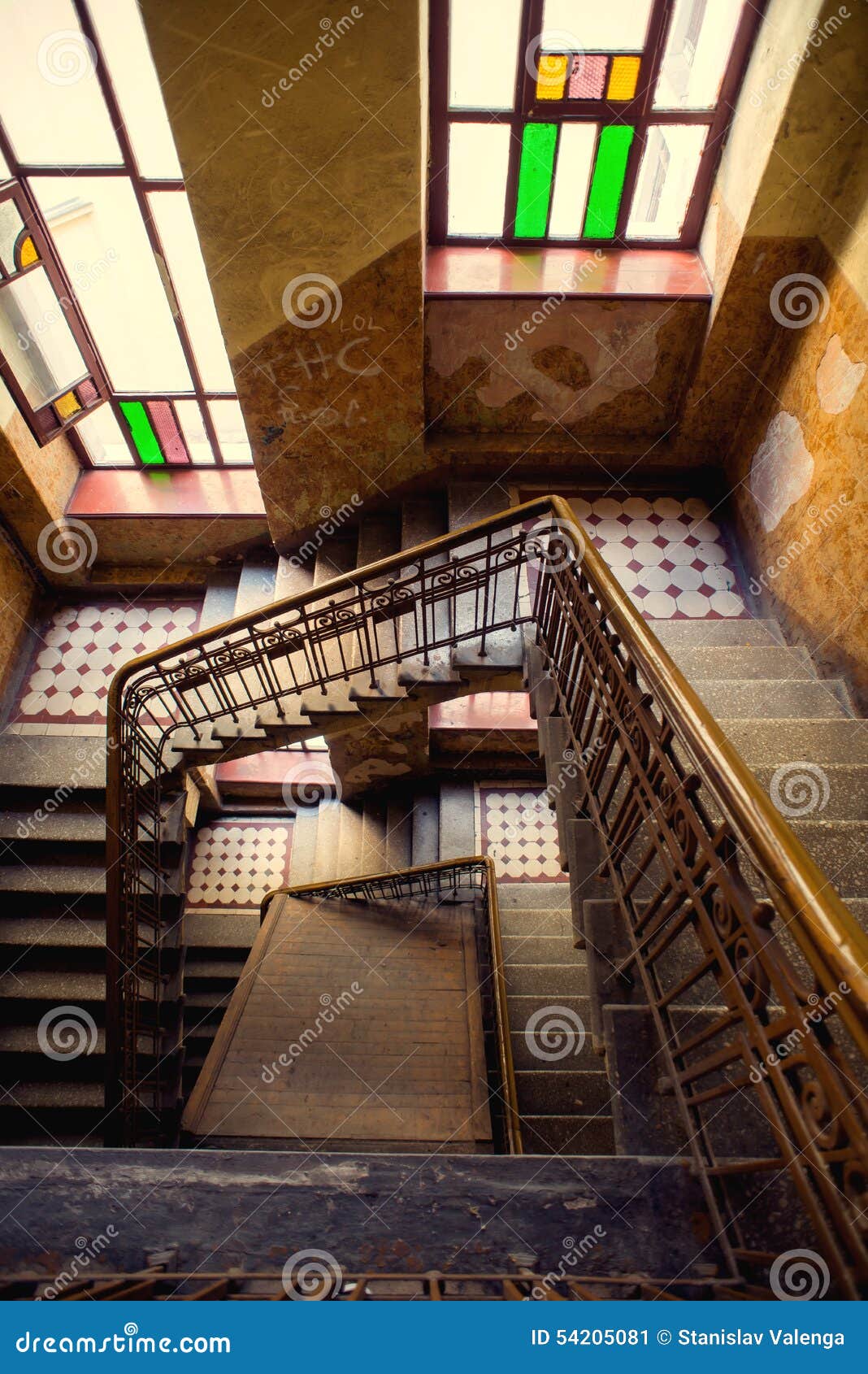 Oude Treden in De Oude Trap Stock Afbeelding - Image of binnen ...