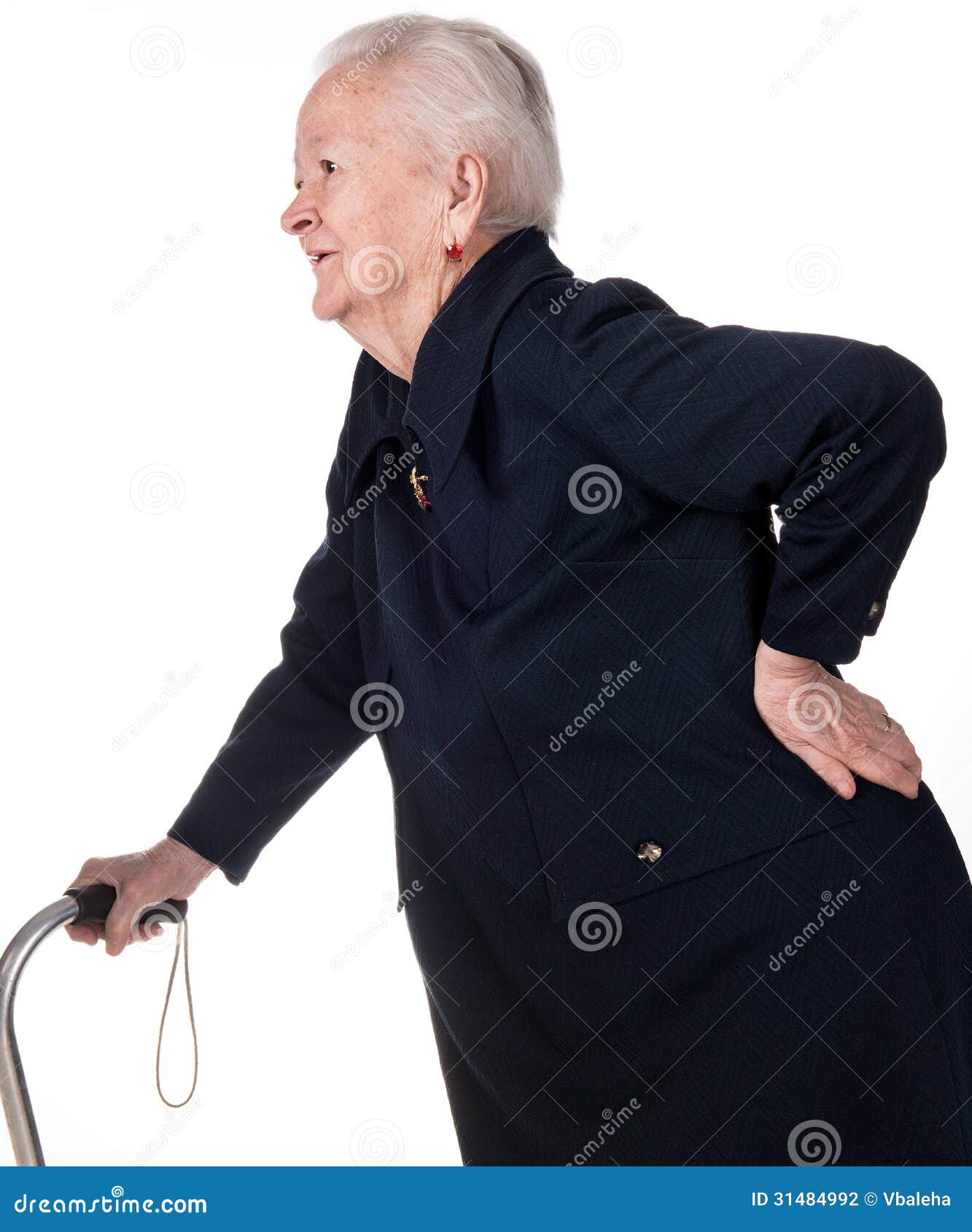 Oude Vrouw Die Haar Lagere Rug Houden Stock Foto - Image of één, riet ...