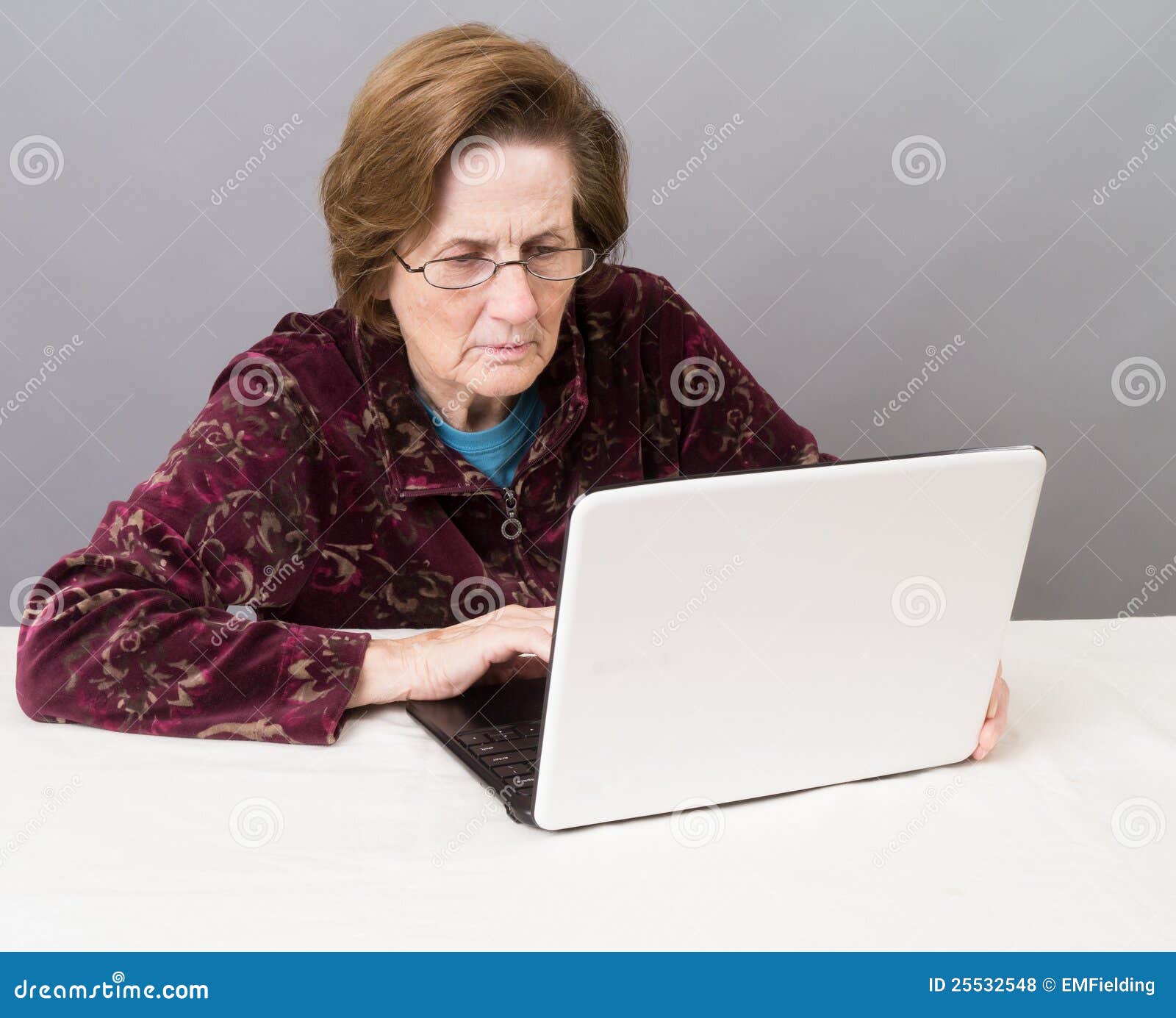 Oudere Vrouwen Die De Computer Met Behulp Van Stock Foto - Image of ...