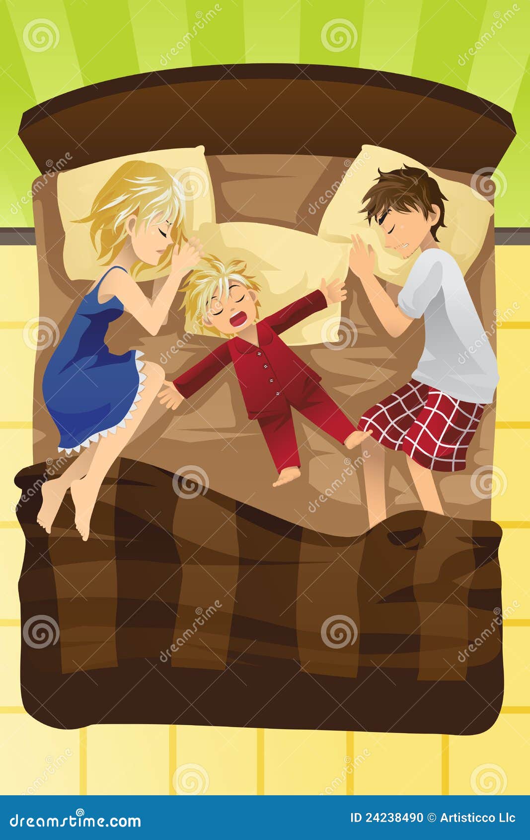Ouders die met kind slapen vector illustratie. Illustration of jongen ...