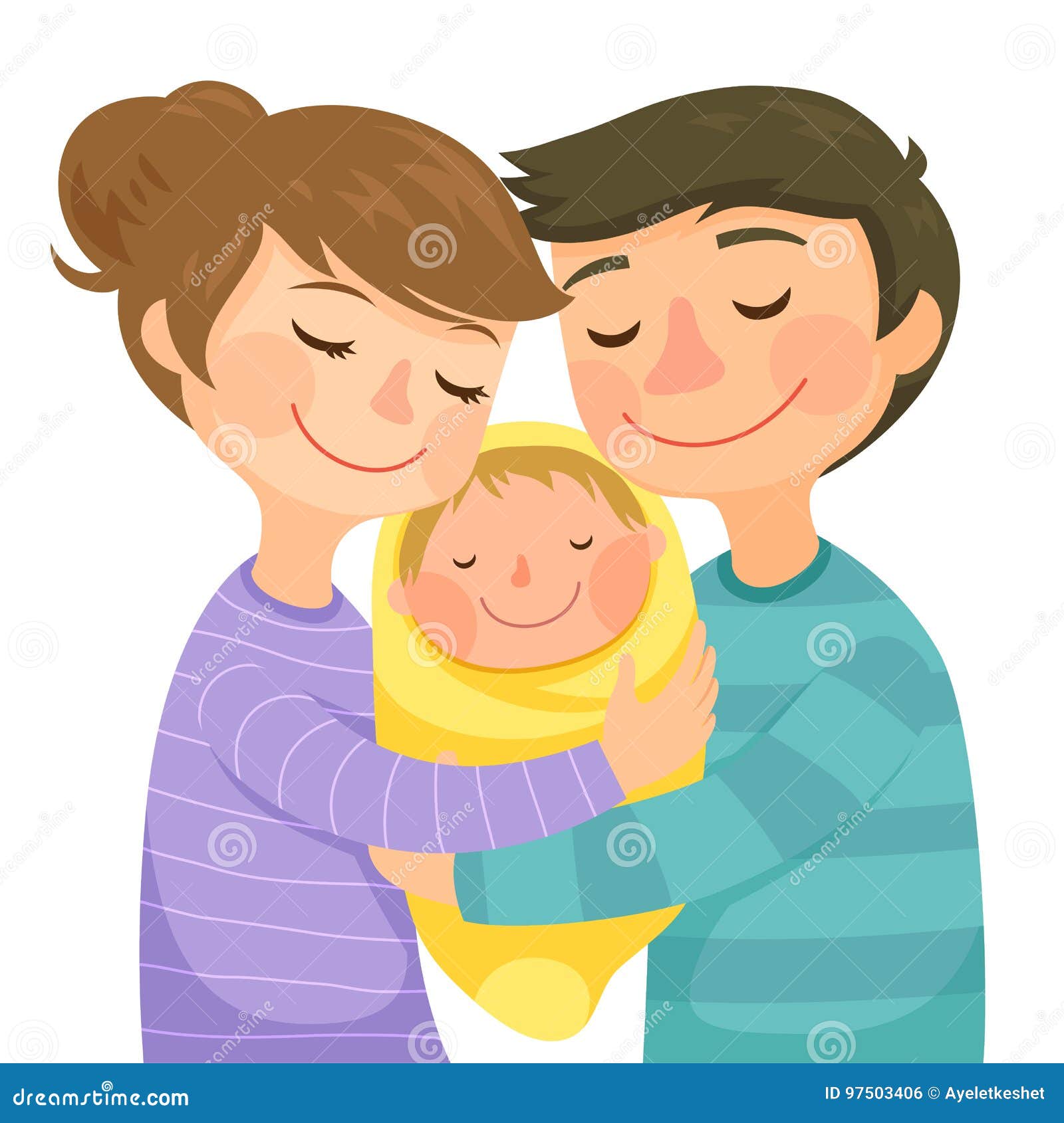Ouders en een baby vector illustratie. Illustration of karakters - 97503406