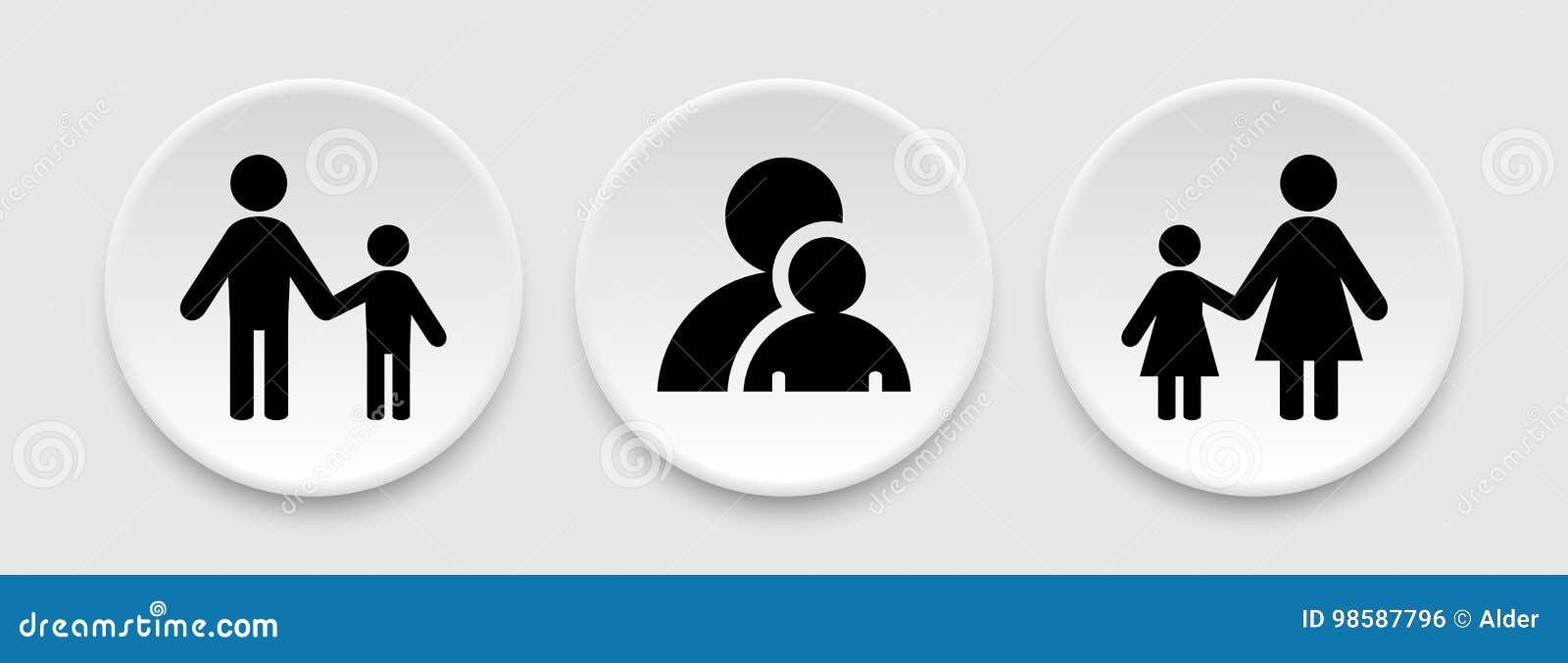 Ouders En Van Kinderen Pictogrammen Vector Illustratie - Illustration ...