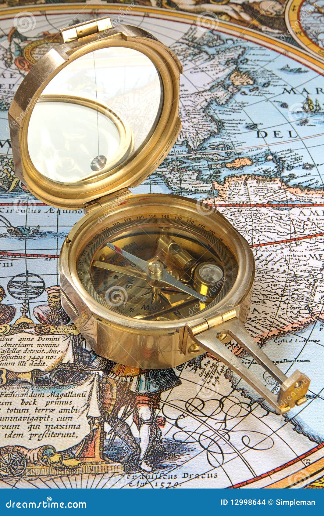 Ouderwets kompas stock foto. Image of zaken, niveau, begeleiding - 12998644