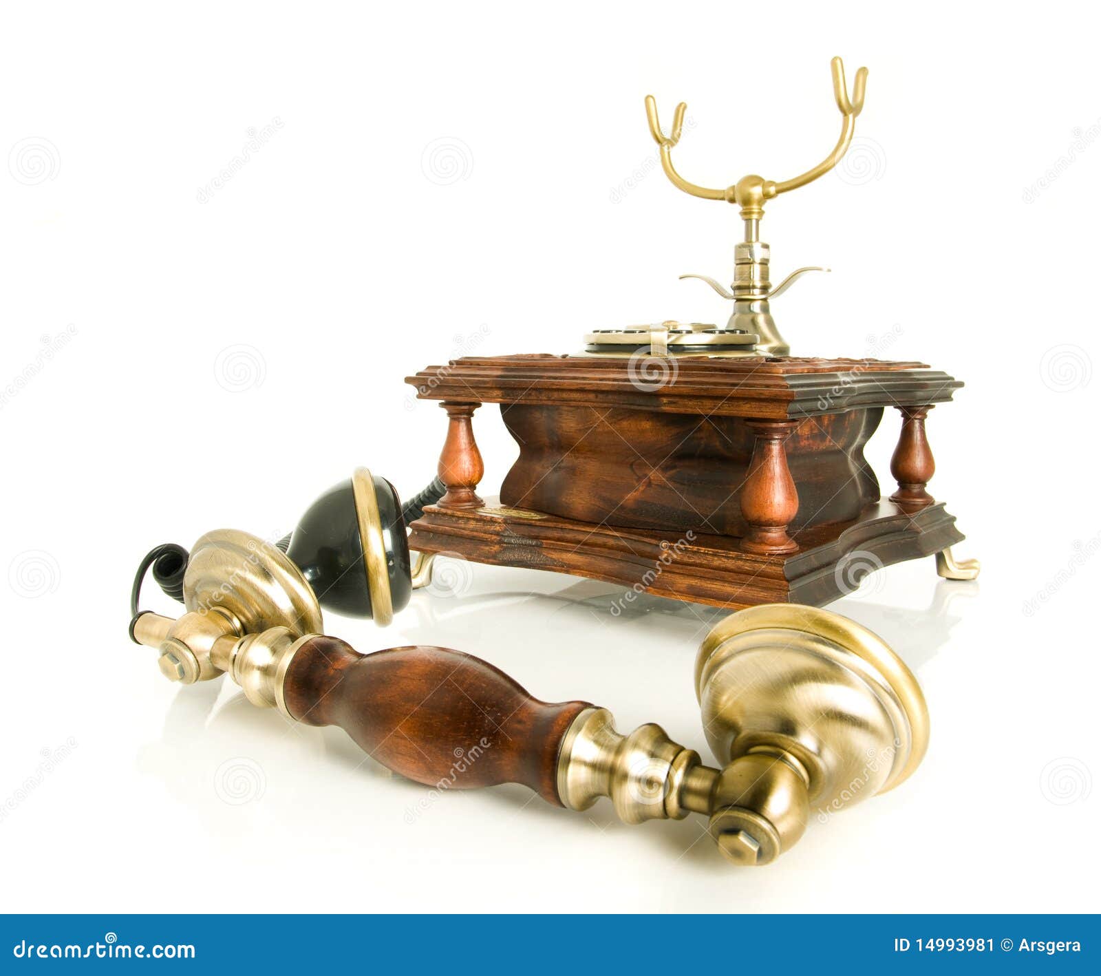 Ouderwetse Telefoon Met Opgenomen Toehoorder Stock Afbeelding - Image ...