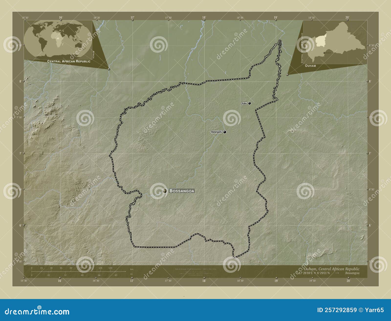 Ouham, Central African Republic. Wiki. Labelled Points of Cities Stock ...