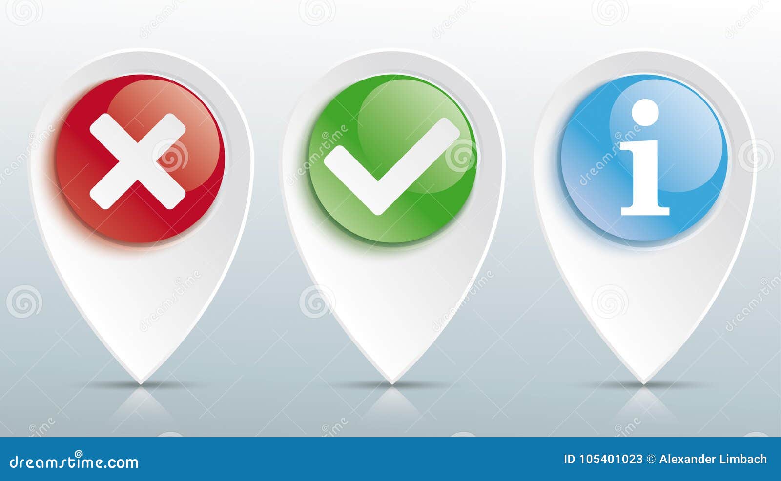 Oui Aucun En-tête De Tick Pointer Colored Glossy Buttons D'infos ...