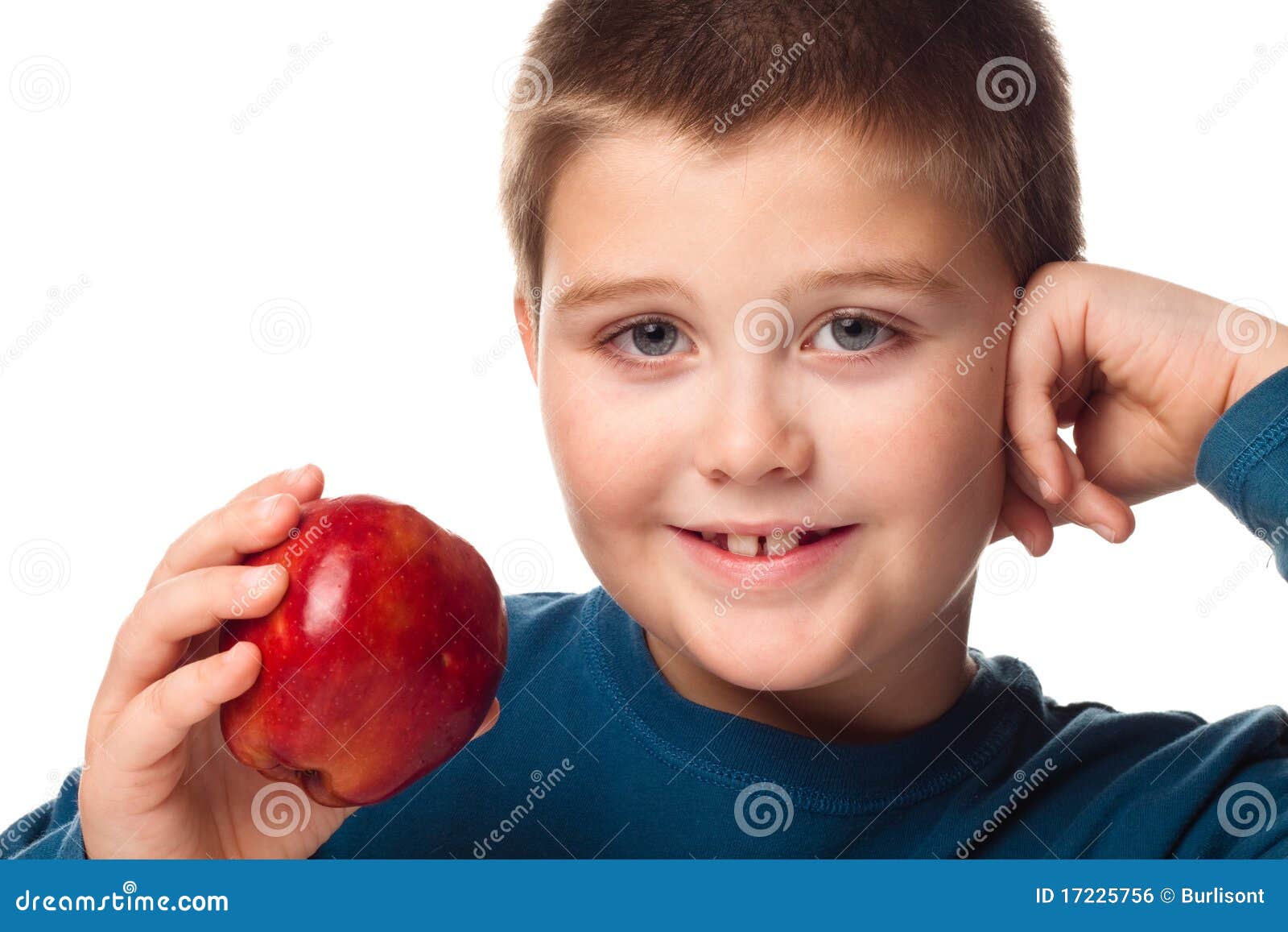 Oung Boy Deciding To Eat an Apple Stock Photo - Image of looking ...