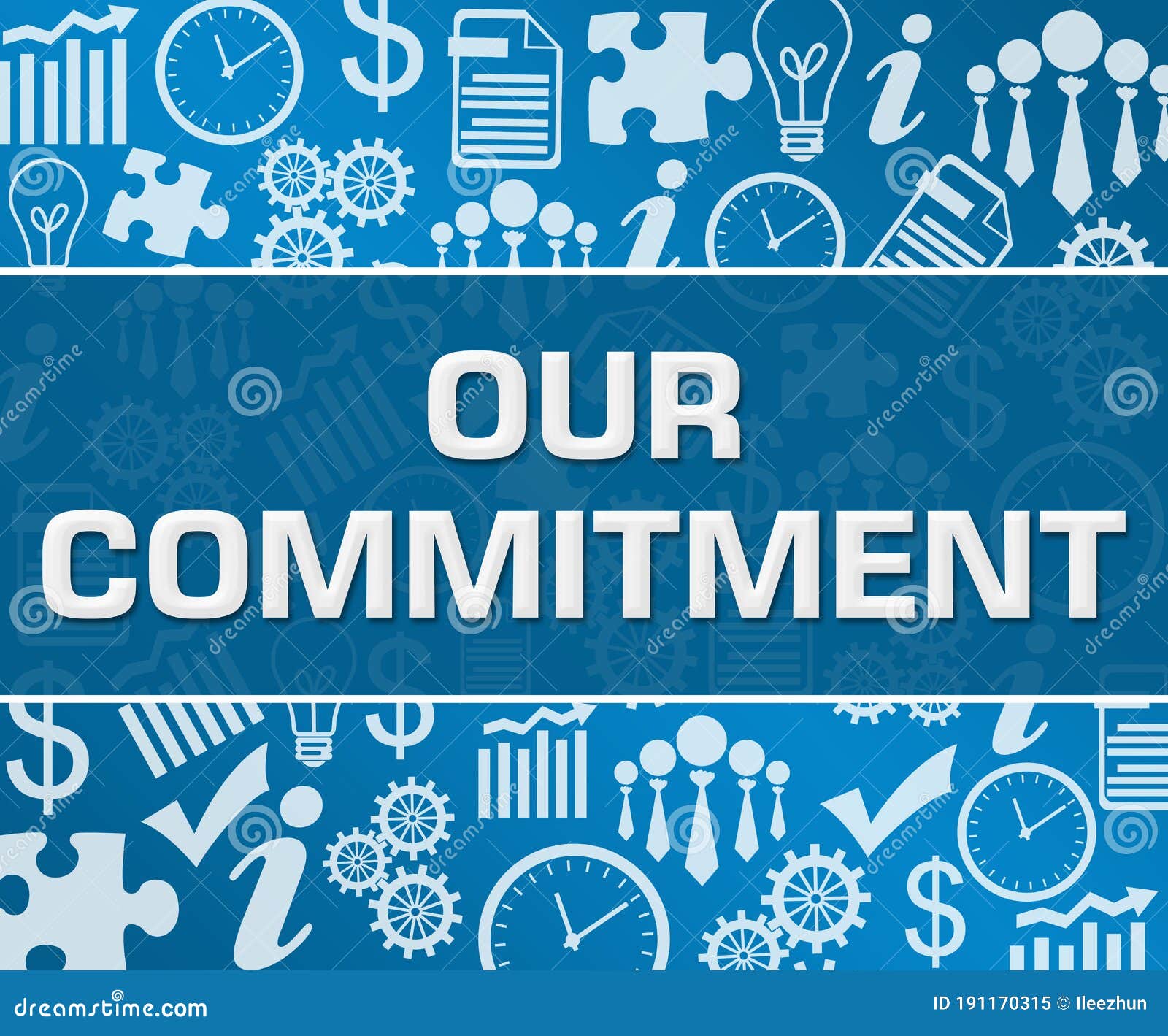 Our Commitment Business Symbols Texture Blue Background Square Stock ...