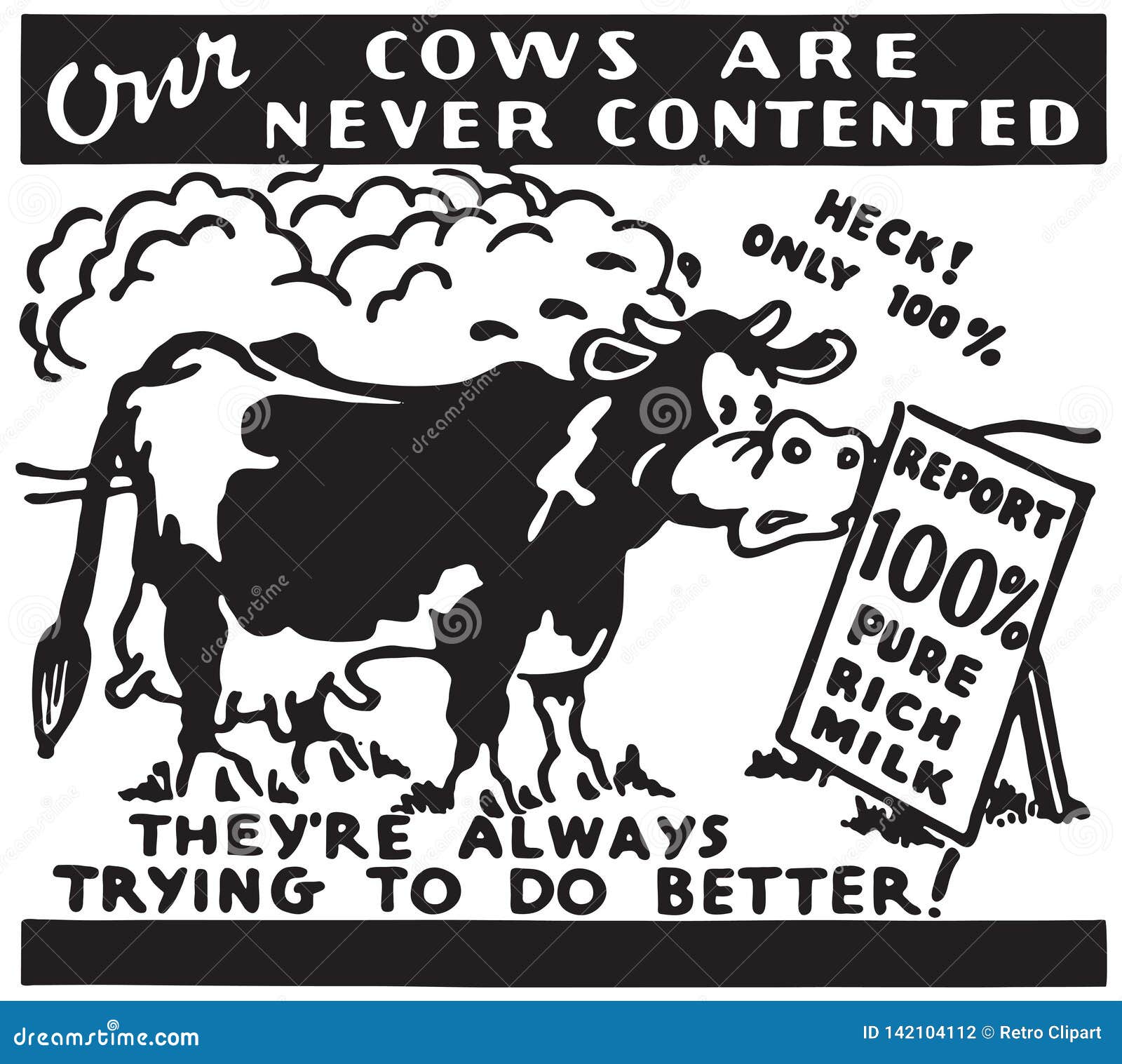 Our Cows are Never Contented Stock Illustration - Illustration of ...