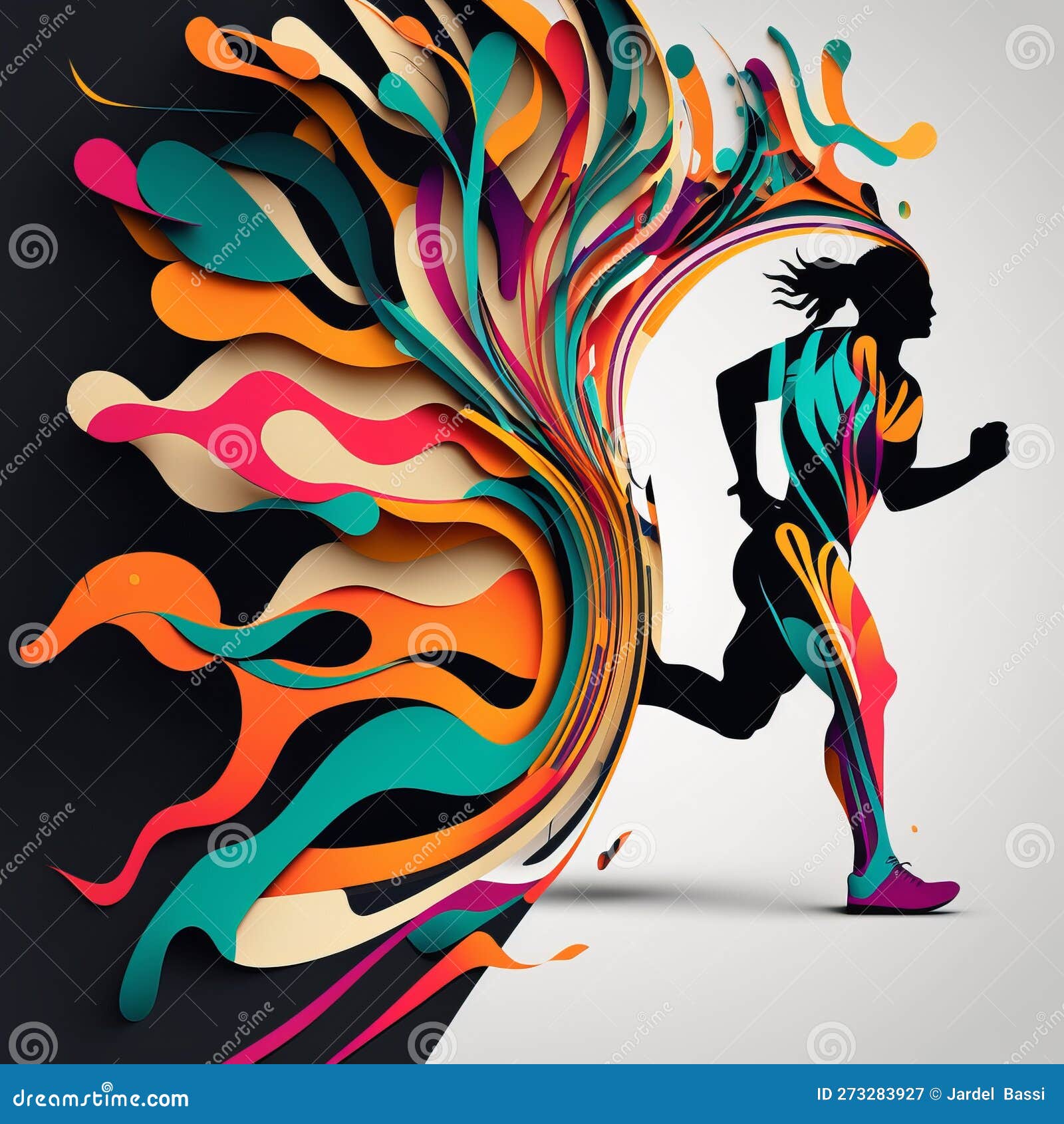 Running: a Dynamic and Energetic Concept Image Stock Illustration ...