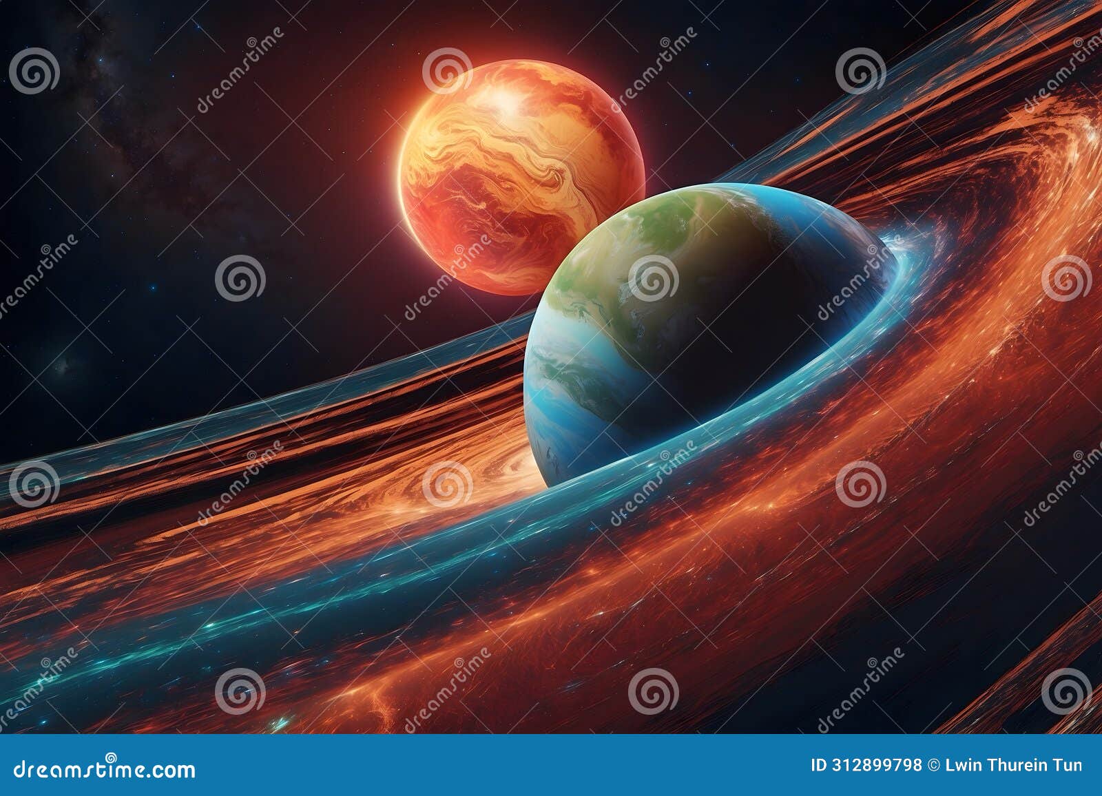 Our Earth Fusion with Giant Fire Stock Illustration - Illustration of ...