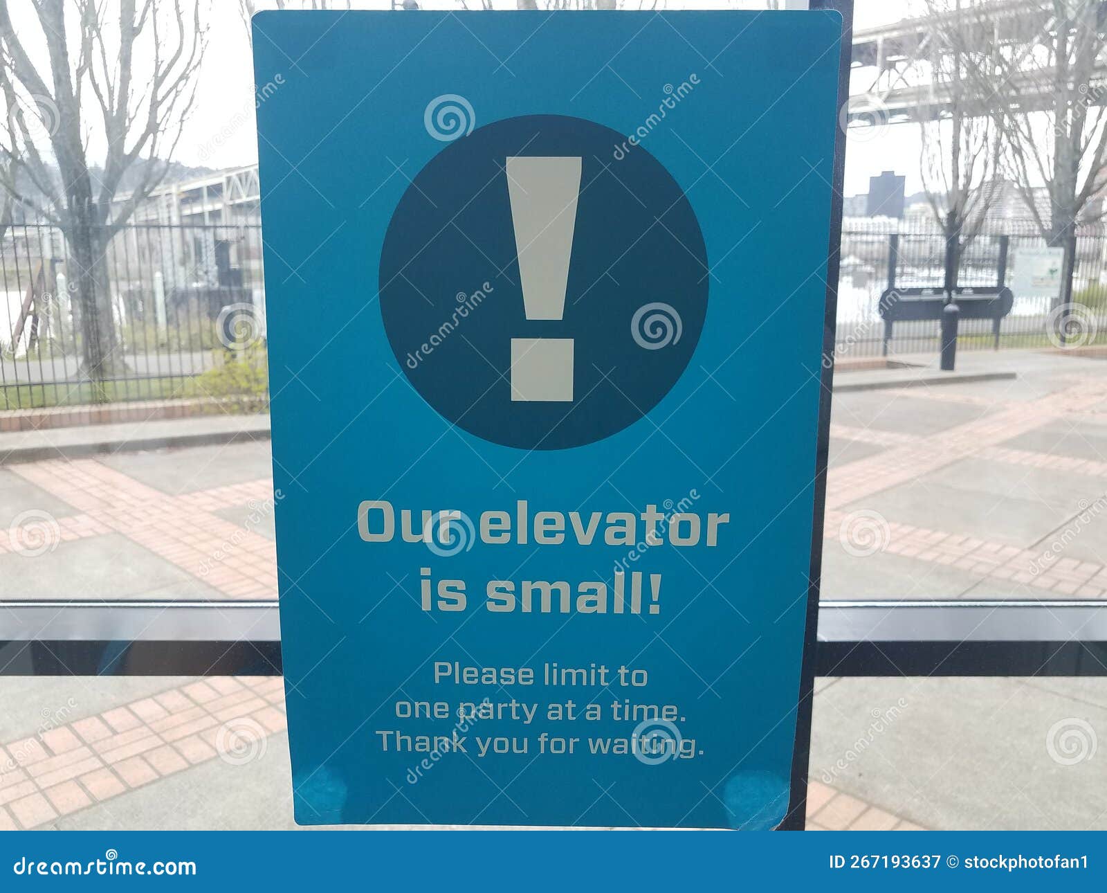 Our Elevator is Small Sign Covid Warning Sign Stock Image - Image of ...