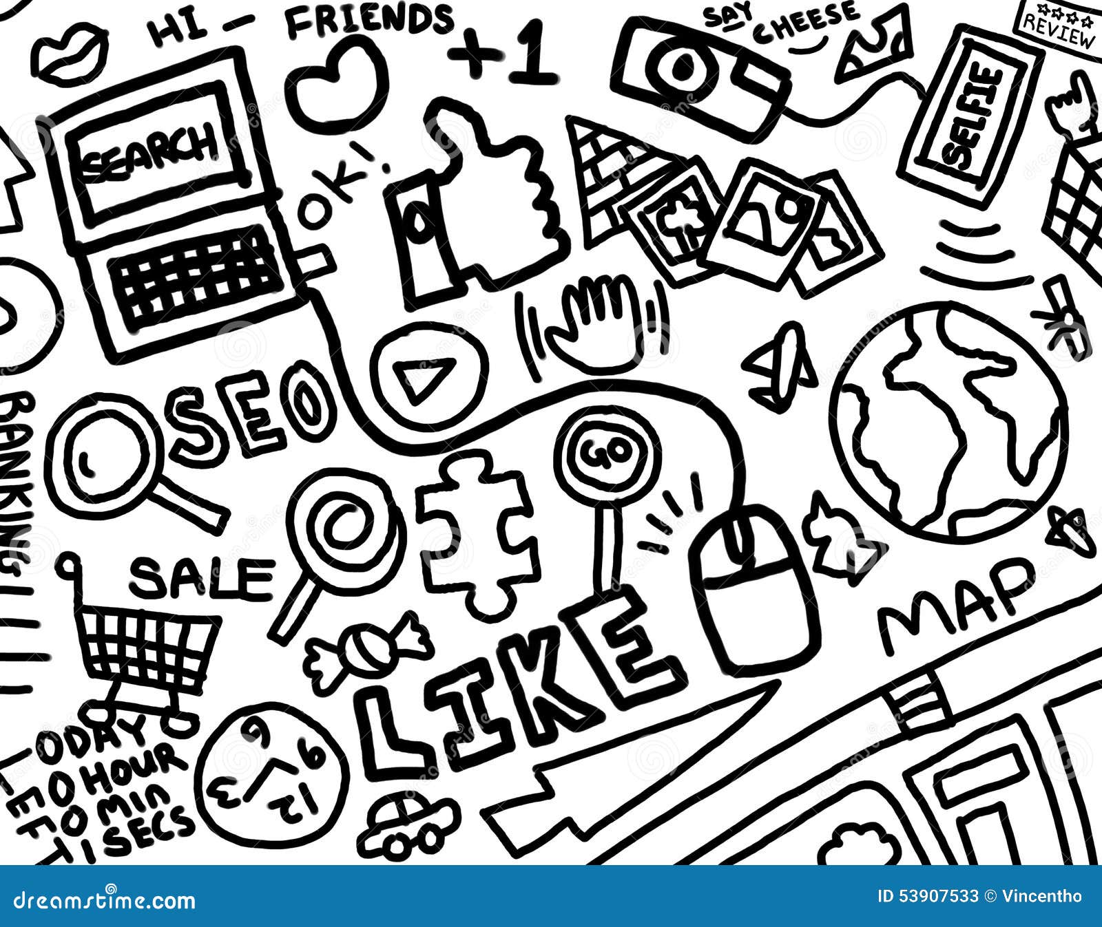 Our Internet World Doodles Art Drawing Stock Image - Illustration of ...