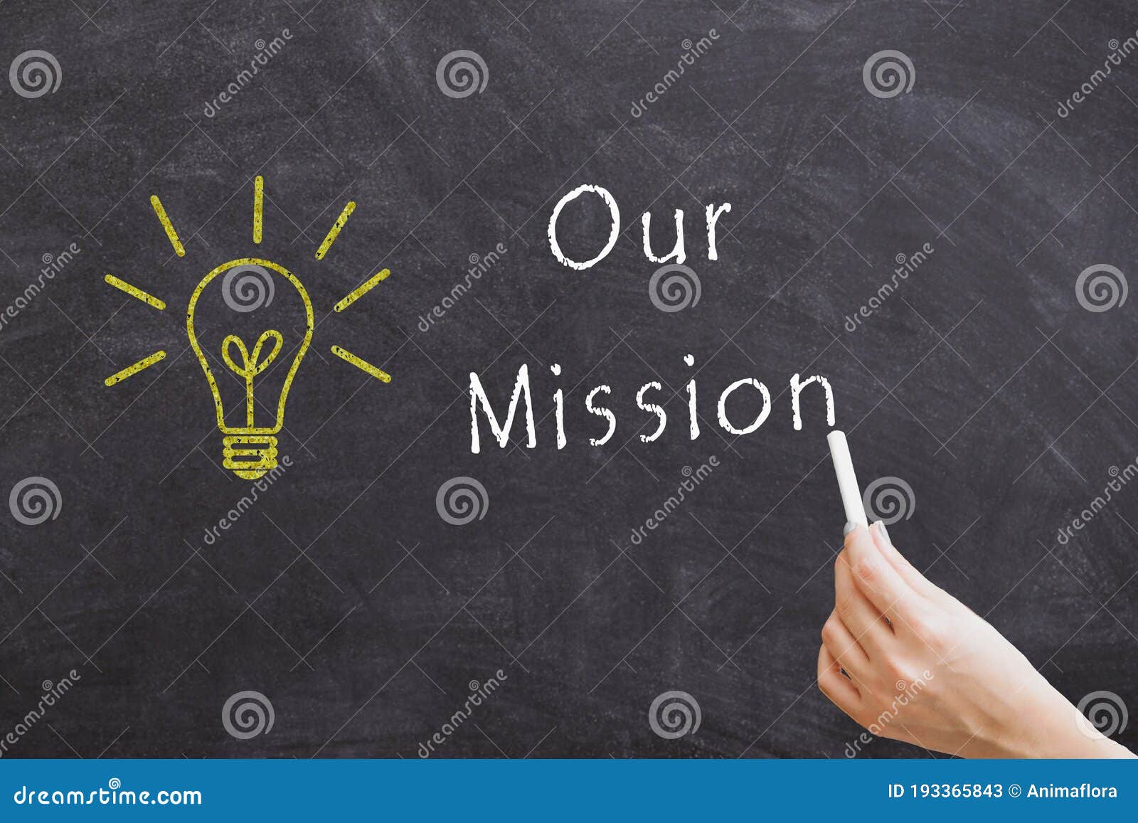 Our Mission Yellow Lightbulb with Text on a Blackboard Stock Image ...