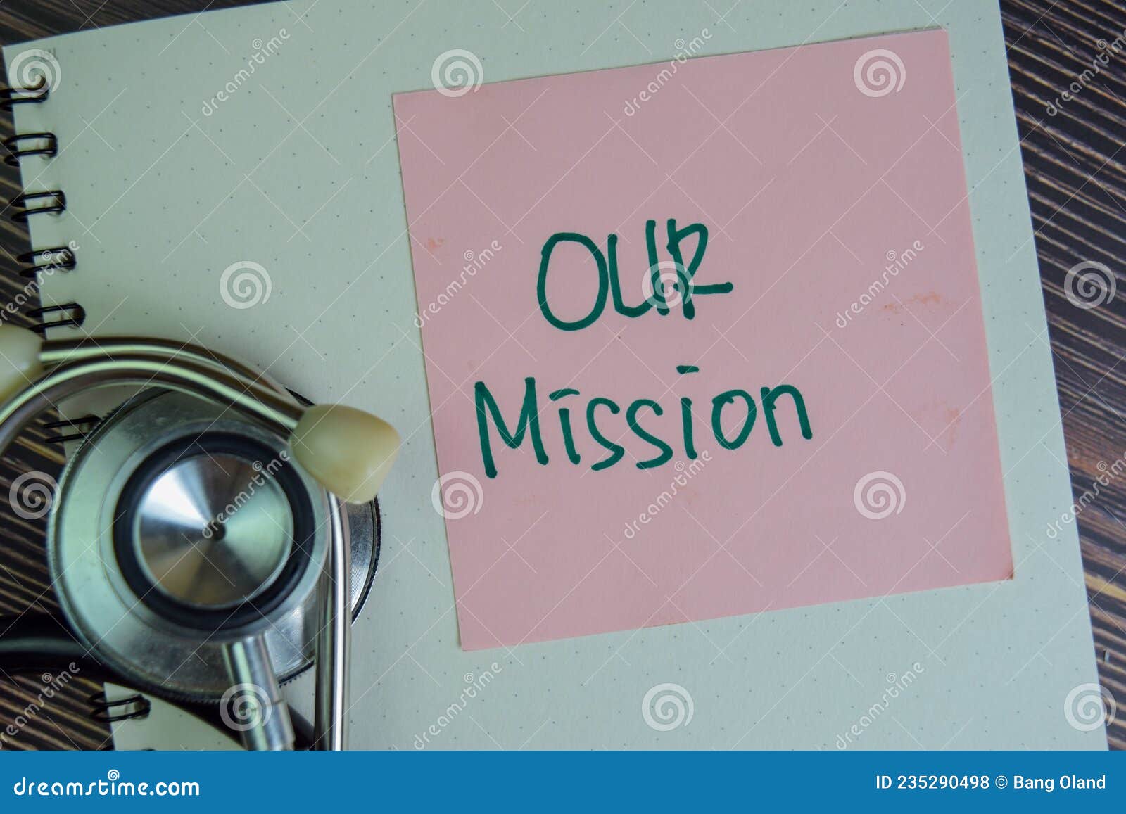 Our Misson Write on Sticky Notes Isolated on Wooden Table Stock Photo ...