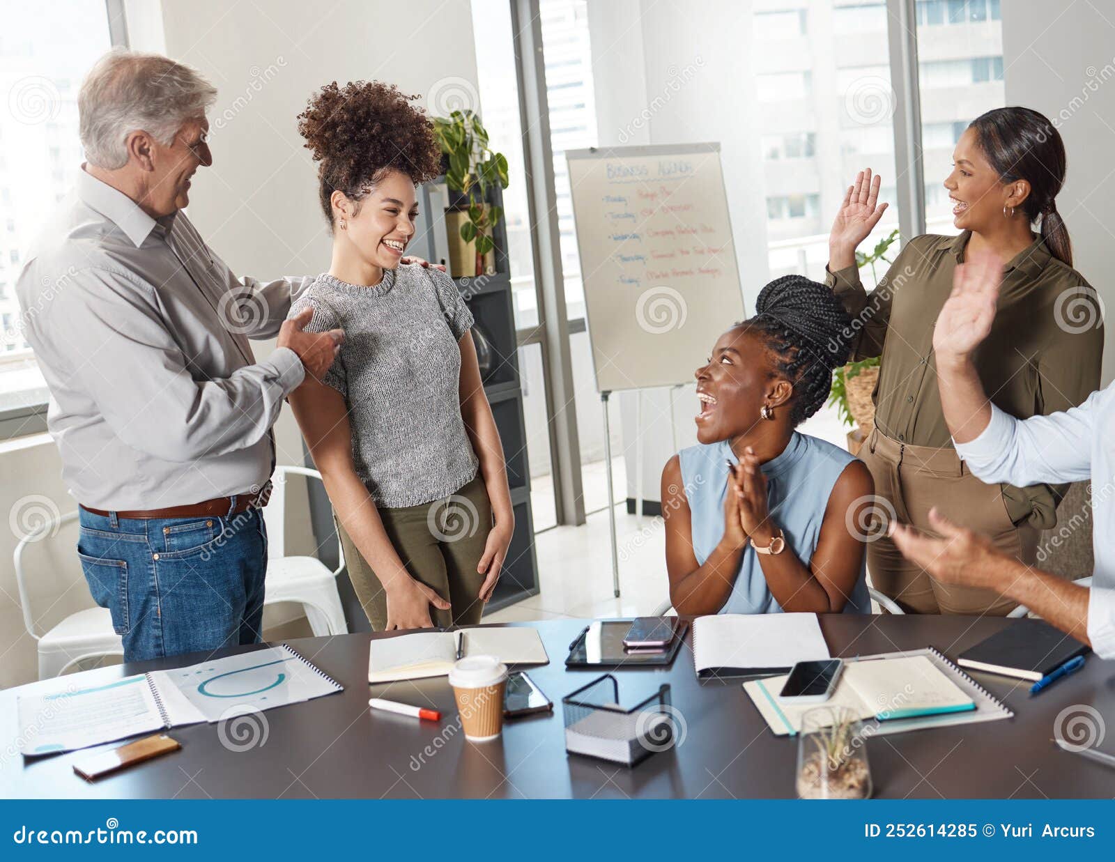 This is Our New Team Member. a Group of Businesspeople Clapping Hands ...