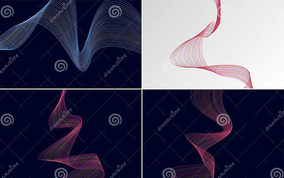 Our Pack of 4 Vector Backgrounds Includes Abstract Waving Lines Stock ...