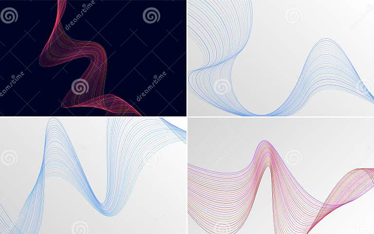 Our Pack of 4 Vector Backgrounds Includes Abstract Waving Lines Stock ...