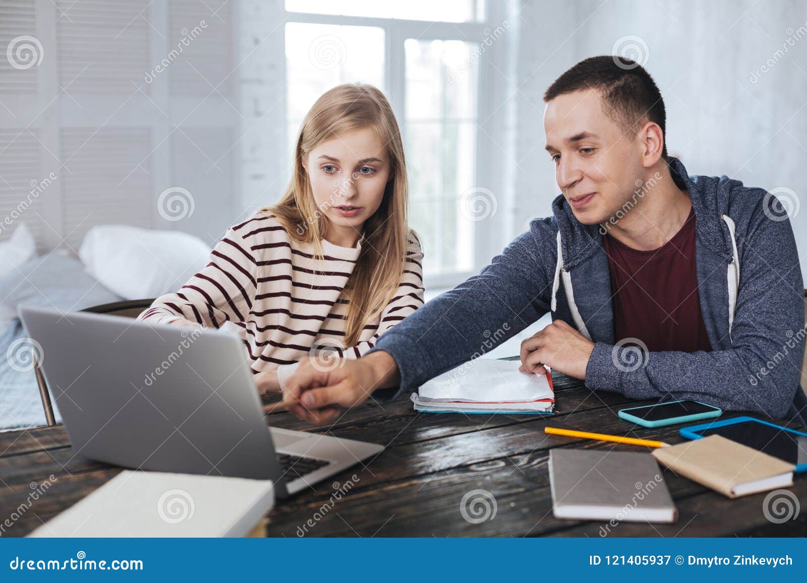 Determined Students Working on a Project Stock Image - Image of comfort ...