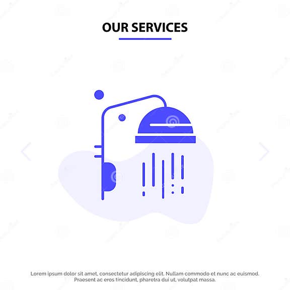 Our Services Bathroom, Clean, Shower Solid Glyph Icon Web Card Template ...