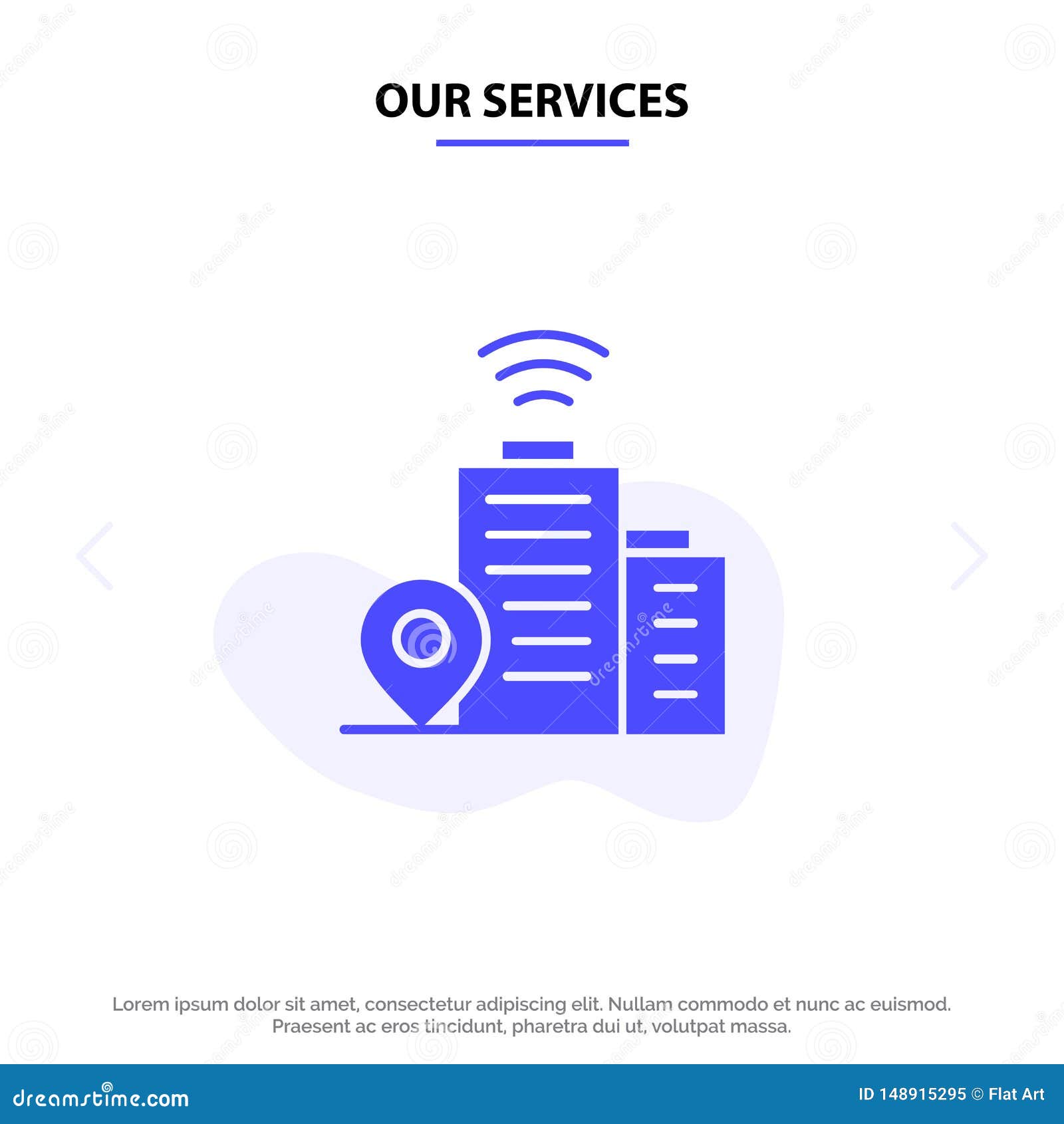 Our Services Building, Wifi, Location Solid Glyph Icon Web Card ...