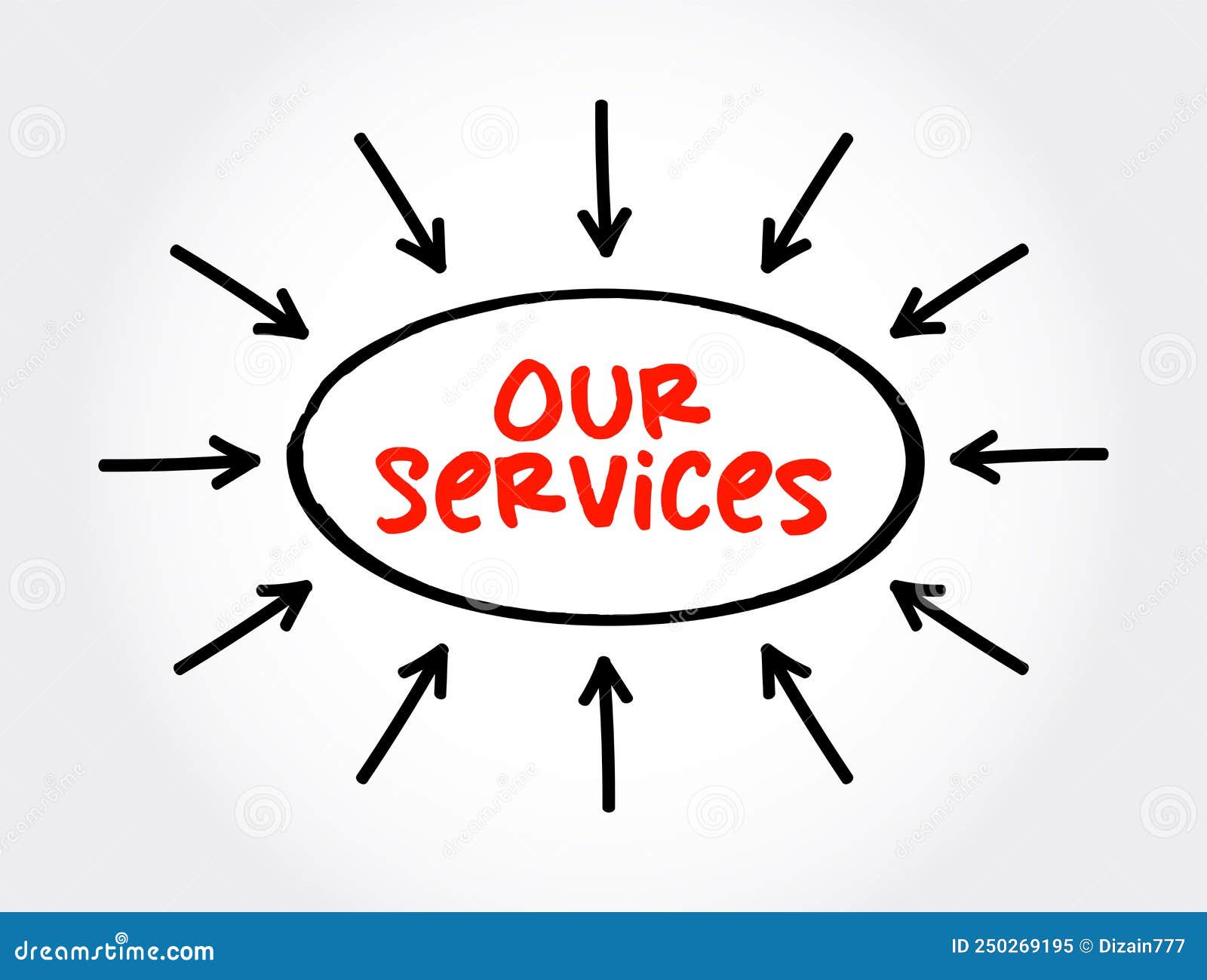 Our Services Text with Arrows, Business Concept for Presentations and ...
