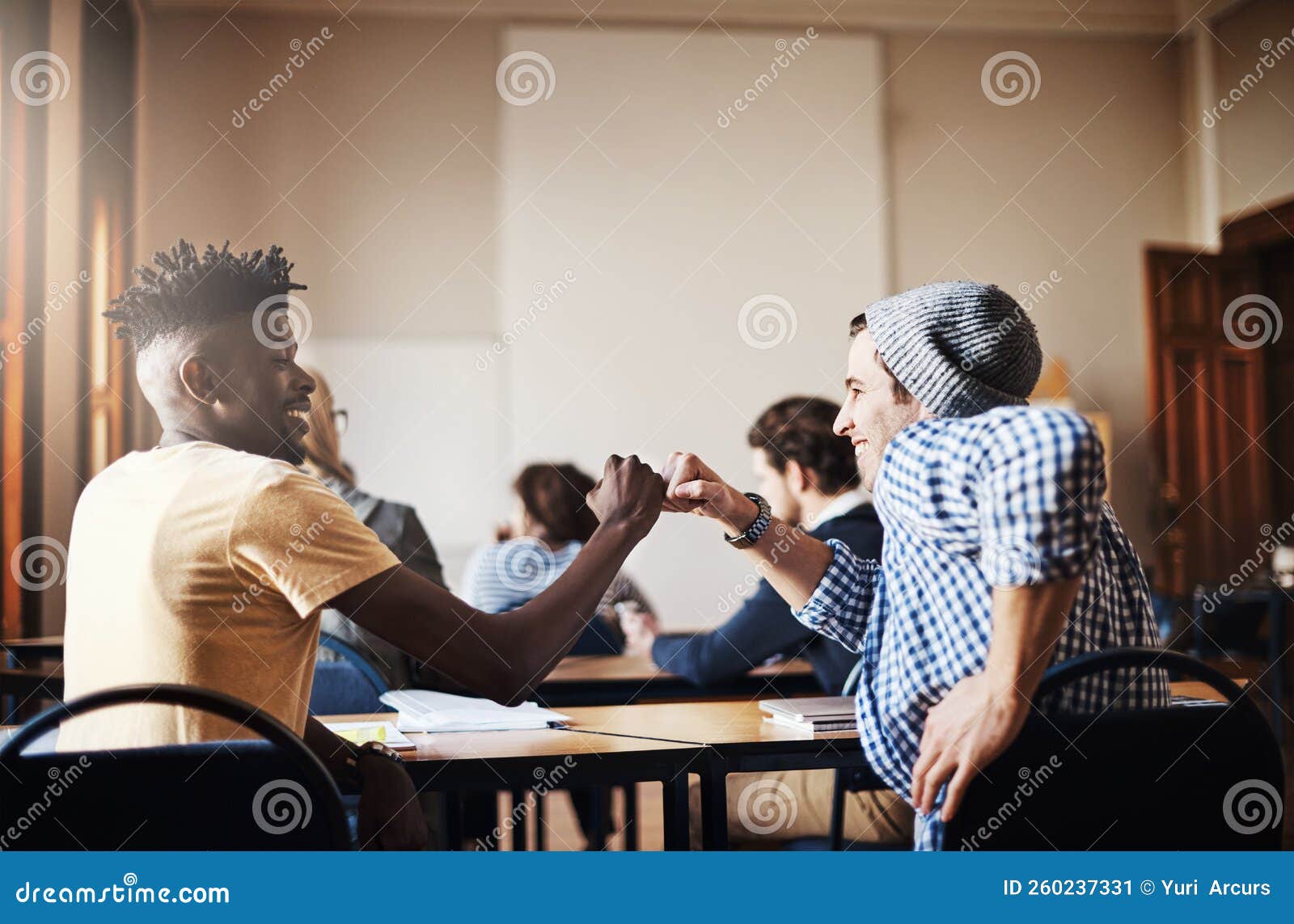 Our Teamwork Paid Off. University Students in Class. Stock Image ...