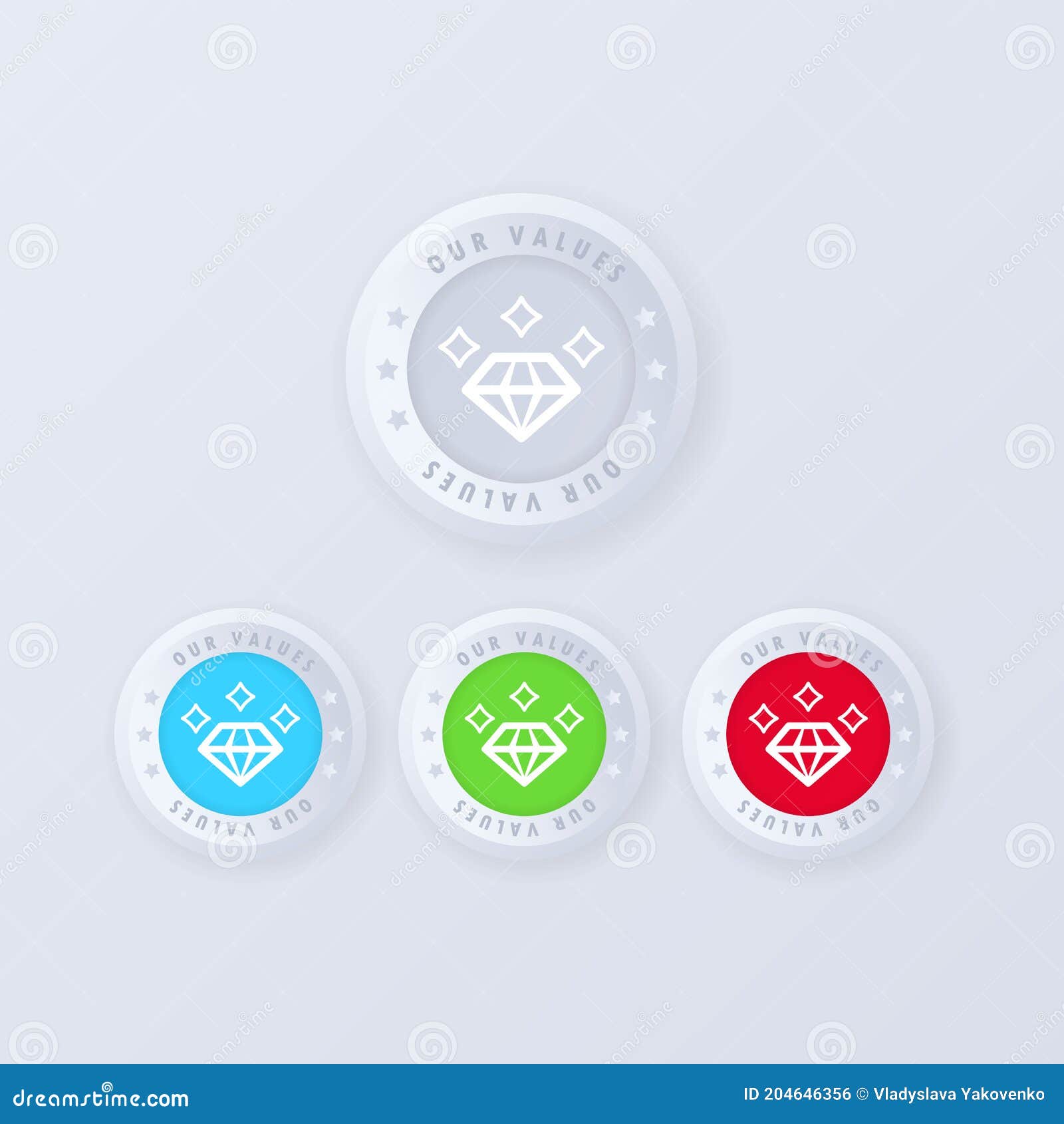 Our Values Button in 3d Style. Values Icon Set Stock Vector ...