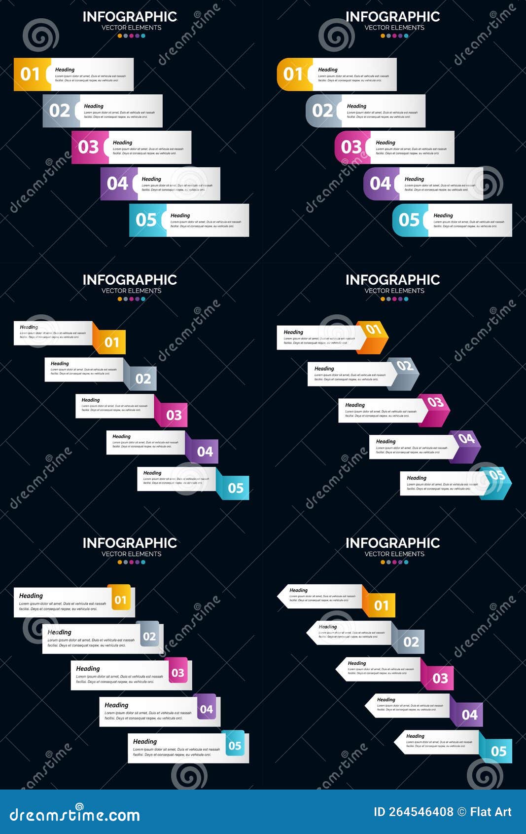 Our Vector Infographics Pack Includes 5 Steps and Timelines Stock ...