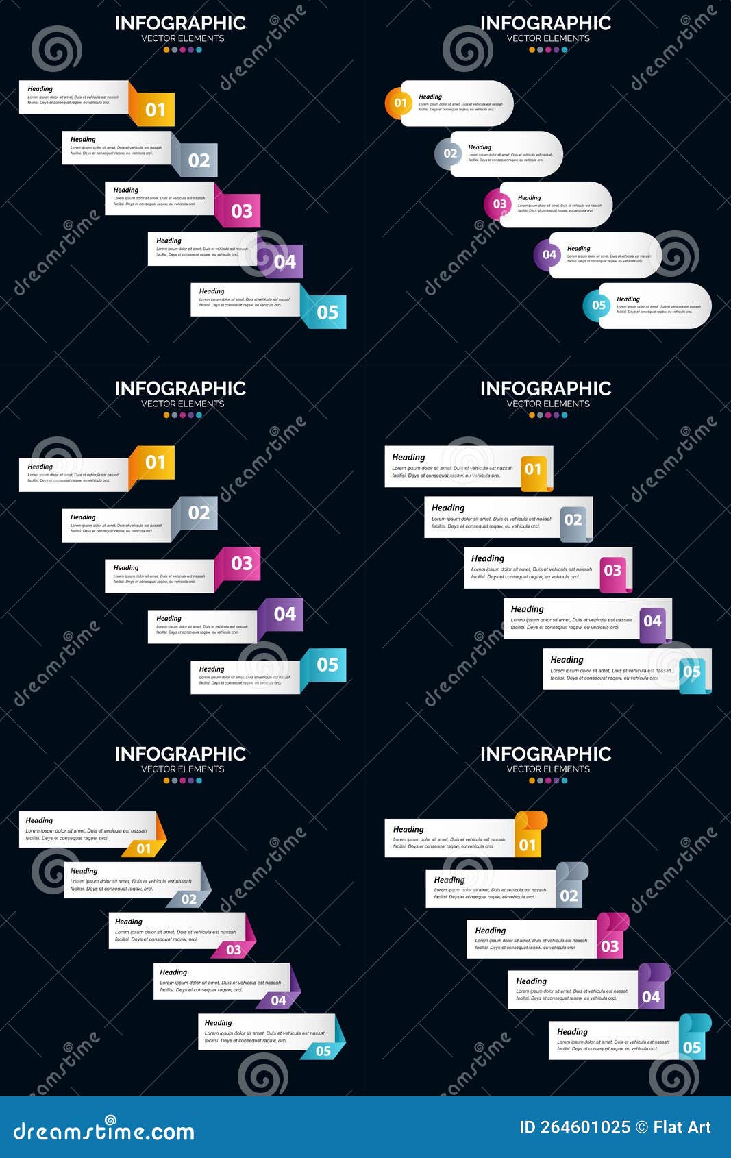 Our Vector Infographics Pack Includes 5 Steps and Timelines Stock ...