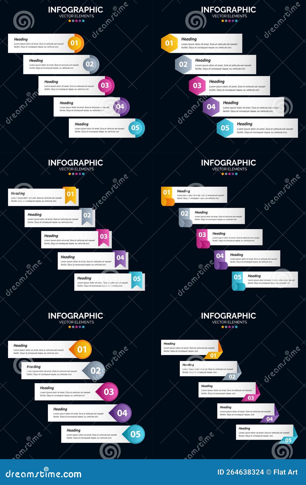 Our Vector Infographics Pack Includes 5 Steps and Timelines Stock ...