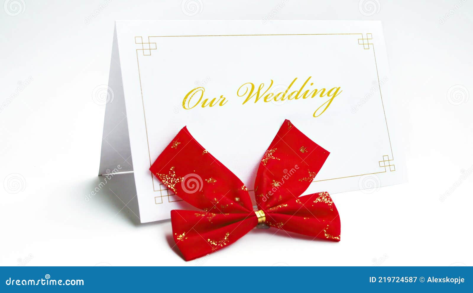 Our Wedding Text on Greeting Card with Bow Stock Image - Image of ...