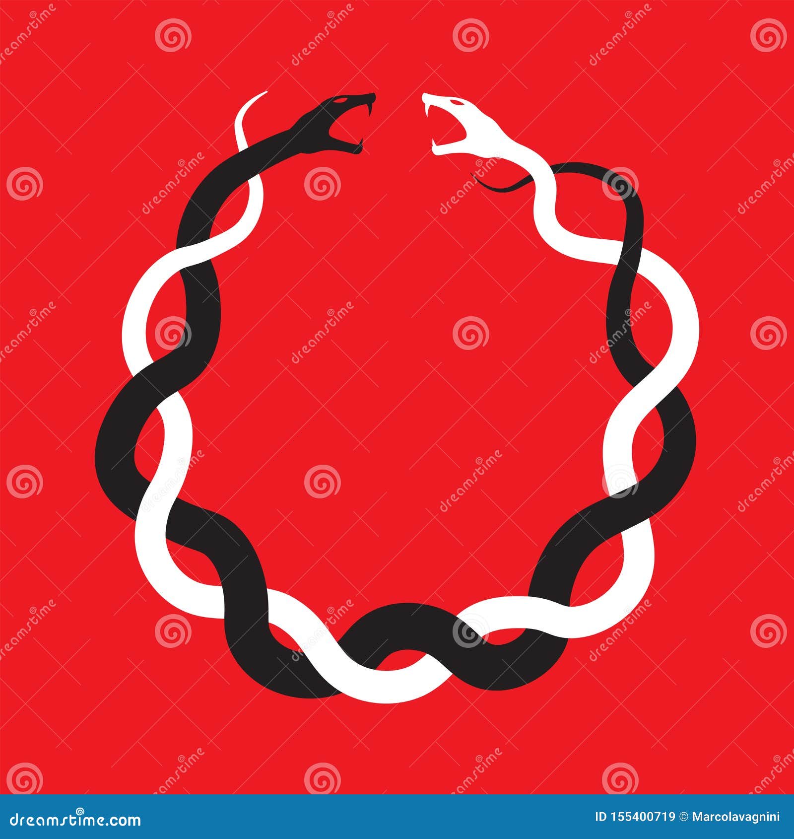 Two Intertwined Ouroboros Snakes Eat Their Tails Tattoo Cartoon Vector ...