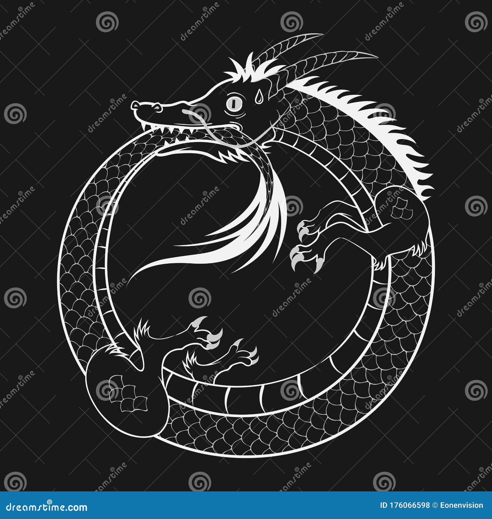 Ouroboros Chinese Dragon. stock illustration. Illustration of ouroboros ...