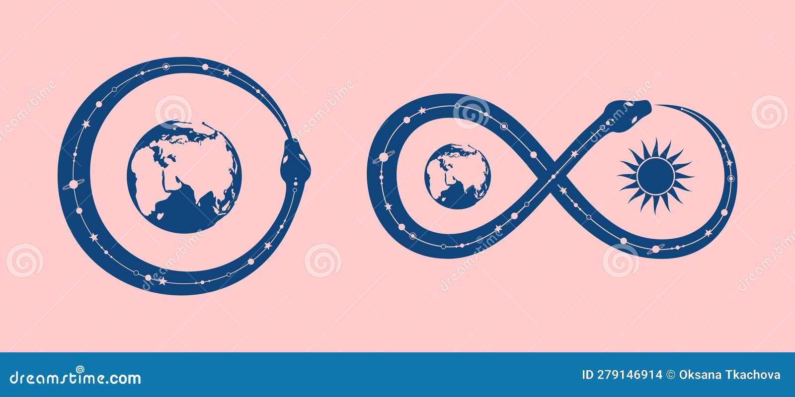 Ouroboros, a Serpent with a Cosmic Pattern on Its Back Coiled in a Ring ...