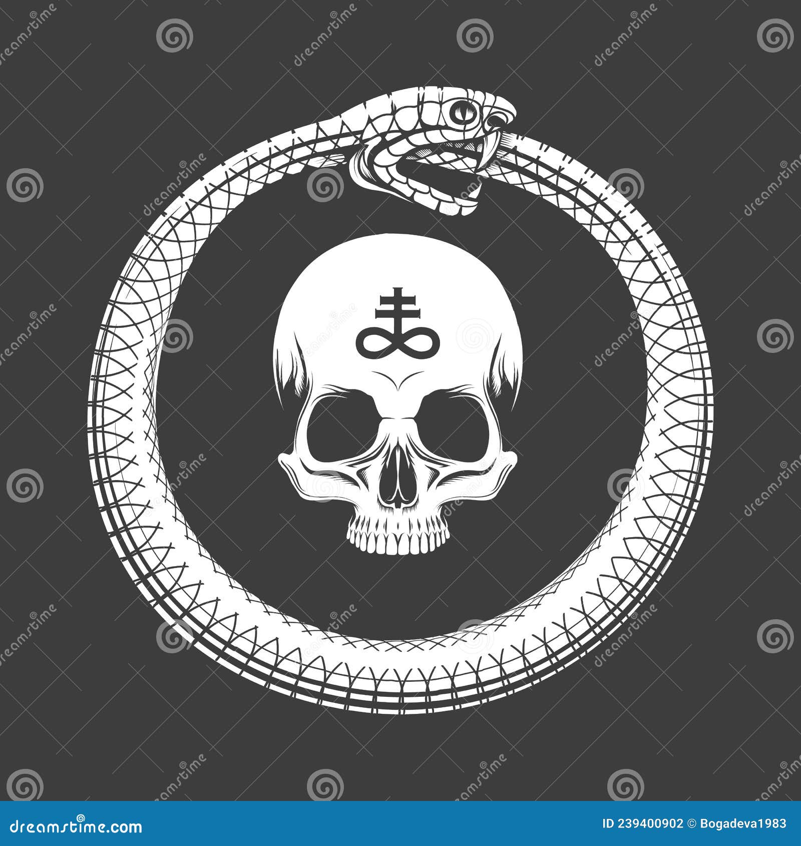 Ouroboros Snake and Skull Esoteric Emblem Stock Vector - Illustration ...