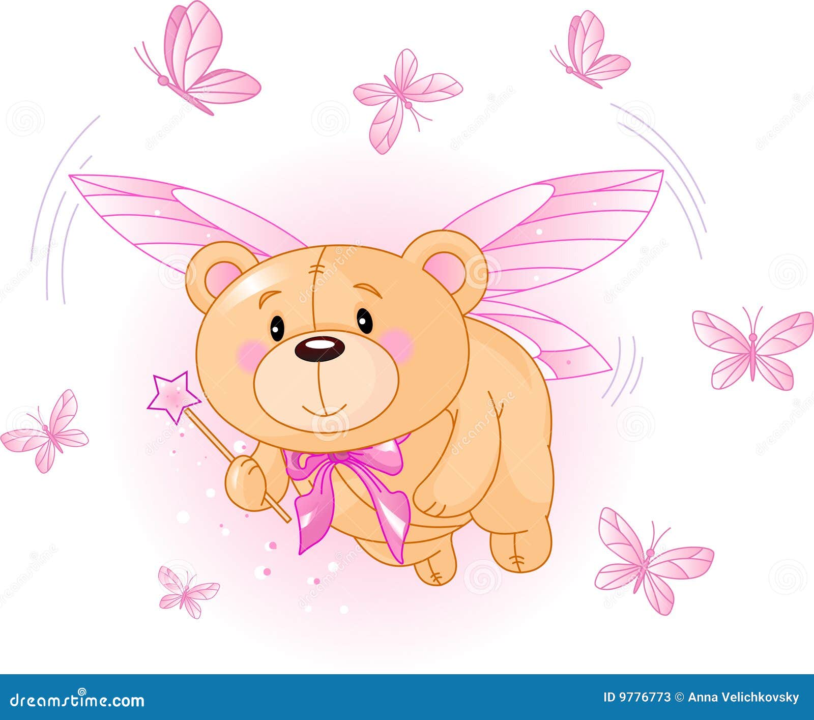 Ours De Nounours Rose Volant Illustration de Vecteur - Illustration du ...