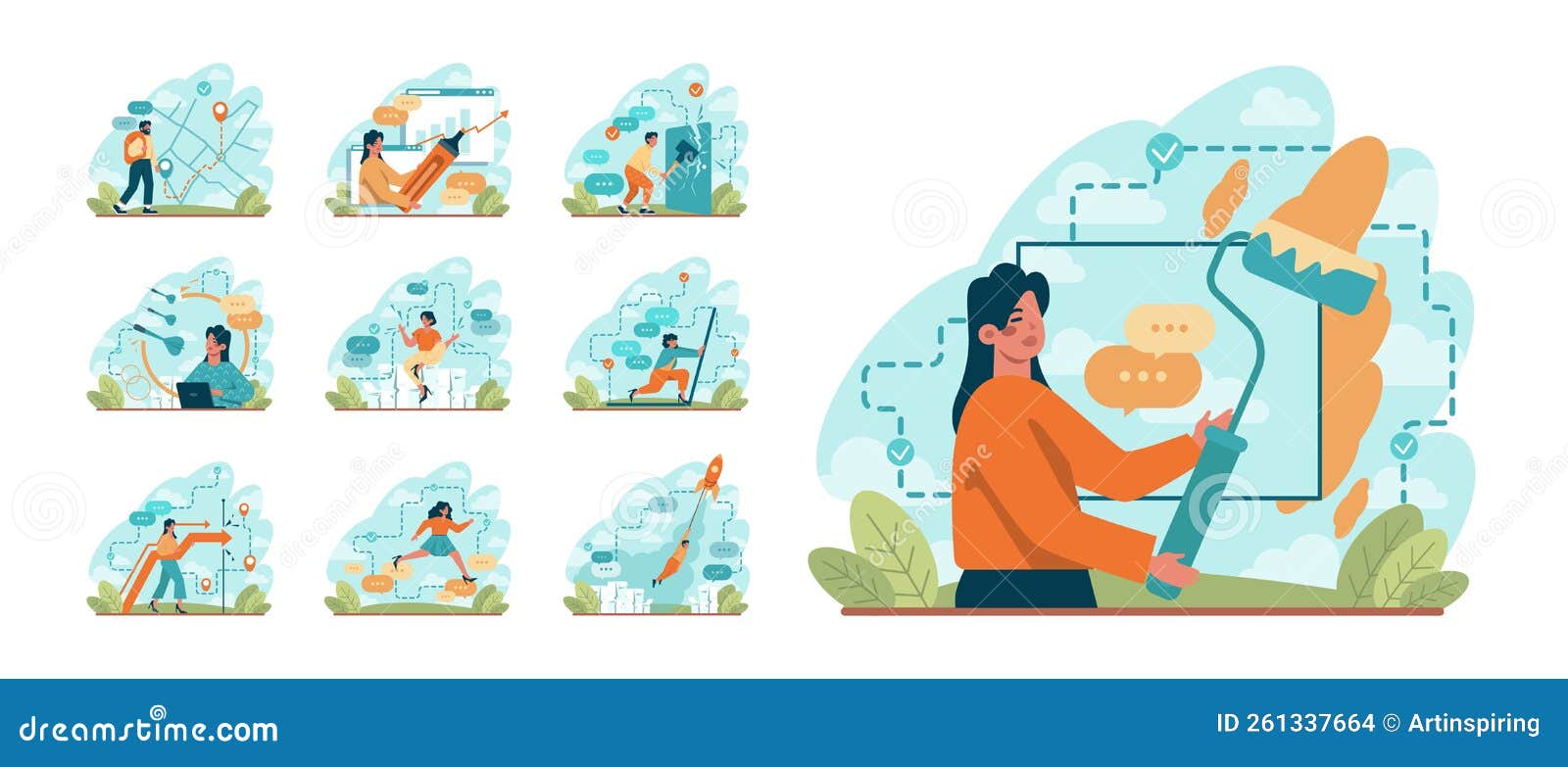 Out of the Box Concept Set. Breakthrough a Barrier, Problem Solution ...