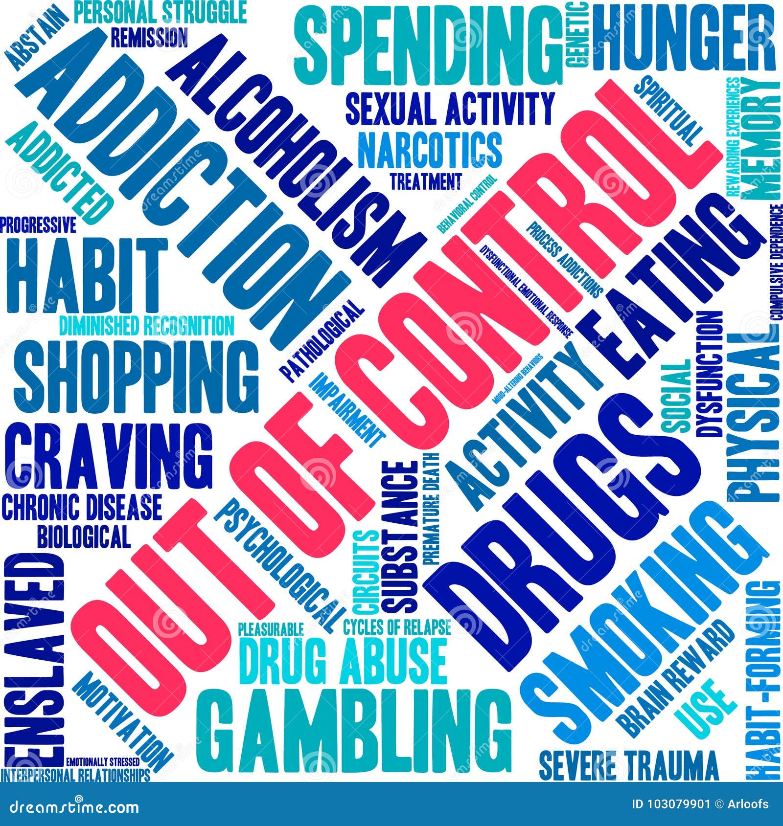Out of Control Word Cloud stock illustration. Illustration of drugs ...
